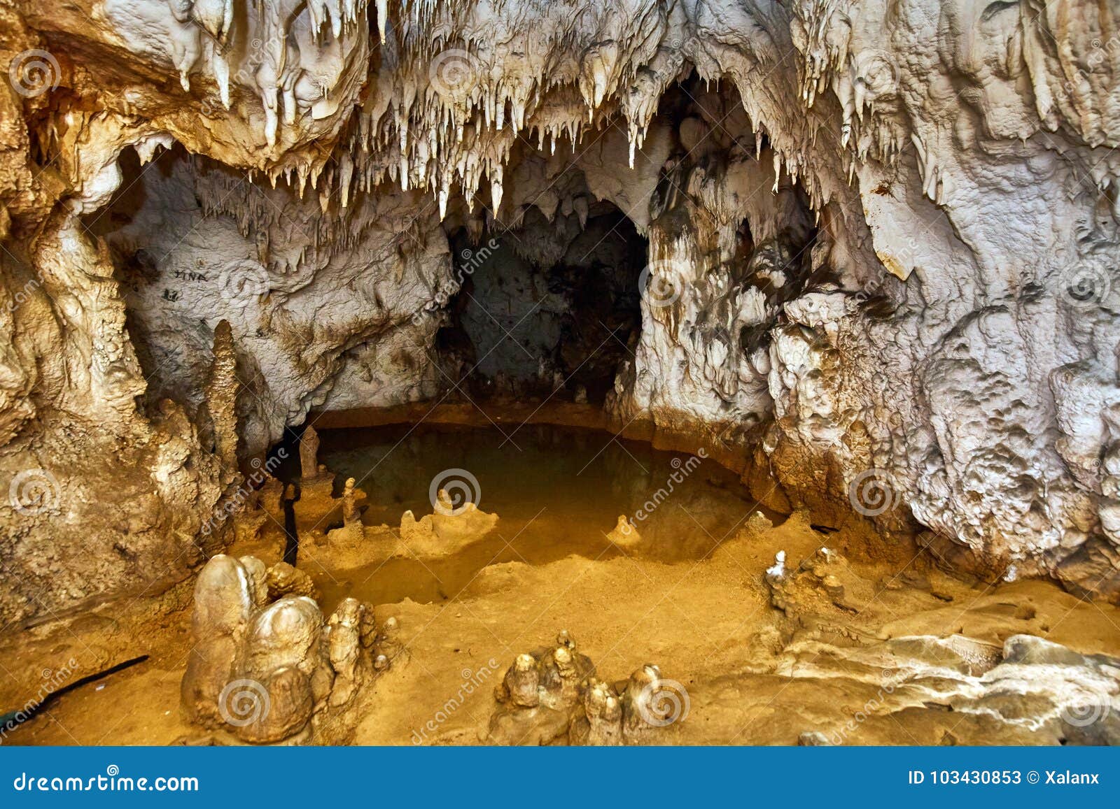 Cave Interior in a Limestone Mountain Stock Image - Image of fossil ...