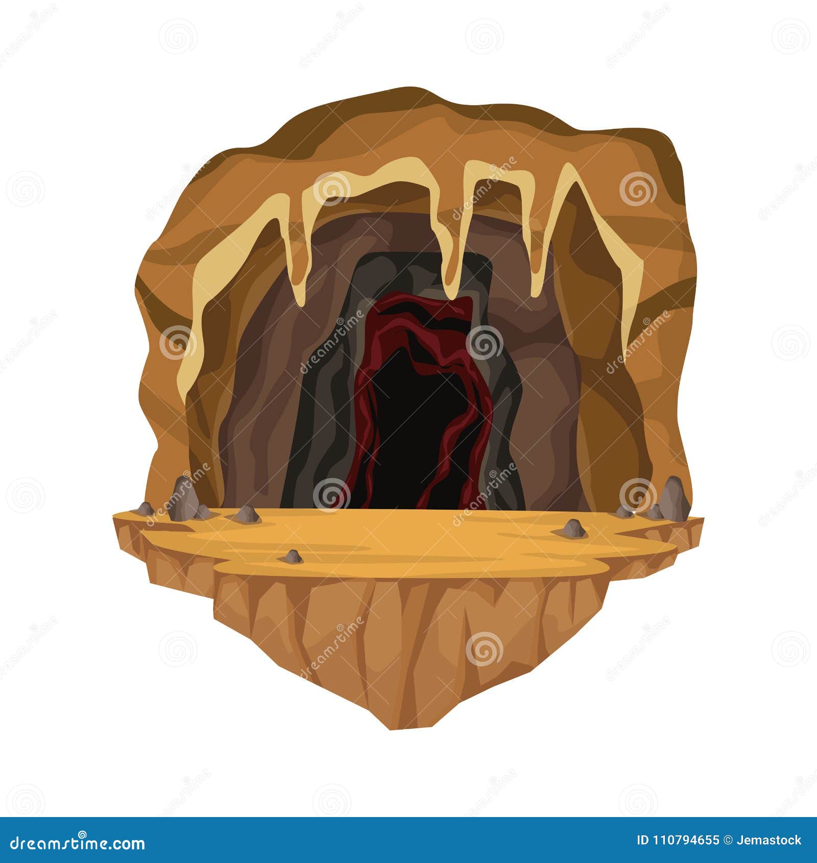 Cave Interior Scene in Deep Mountain Stock Vector - Illustration of ...