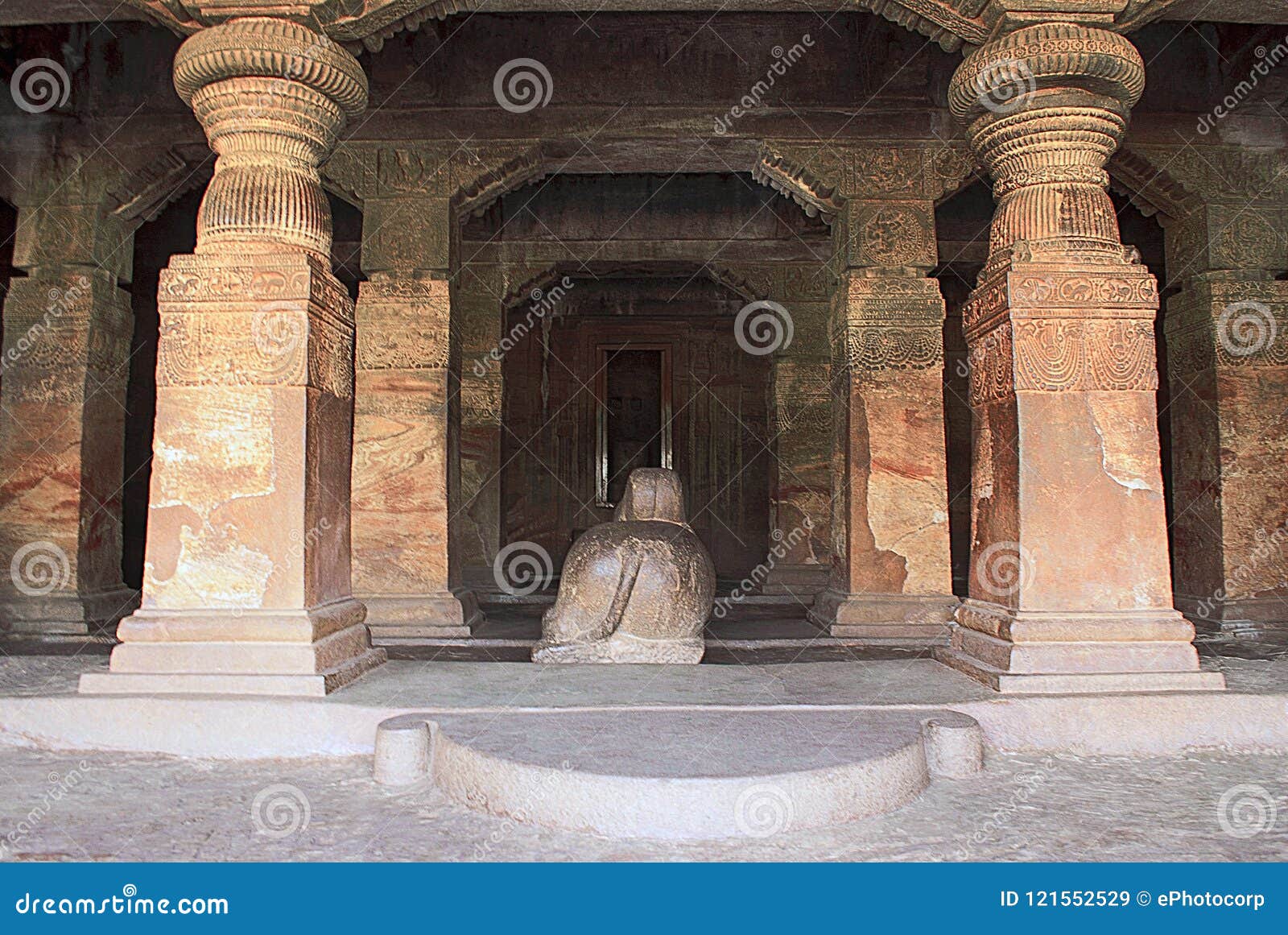 Cave 3: Pillared Verandah Or Facade. Badami Caves, Karnataka. It Is 70 ...