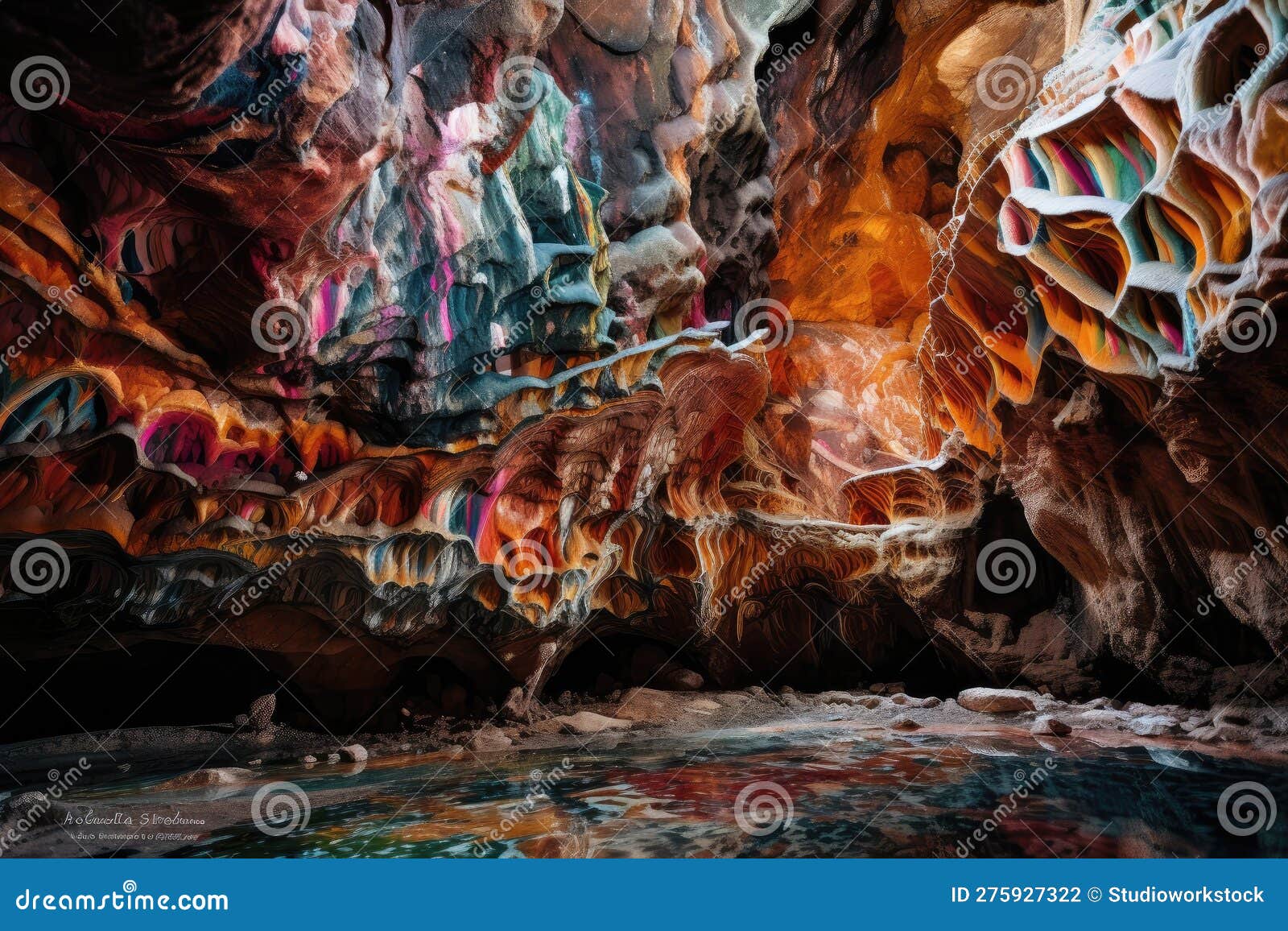Cave with Intricate and Colorful Formations, Resembling Artwork Stock ...