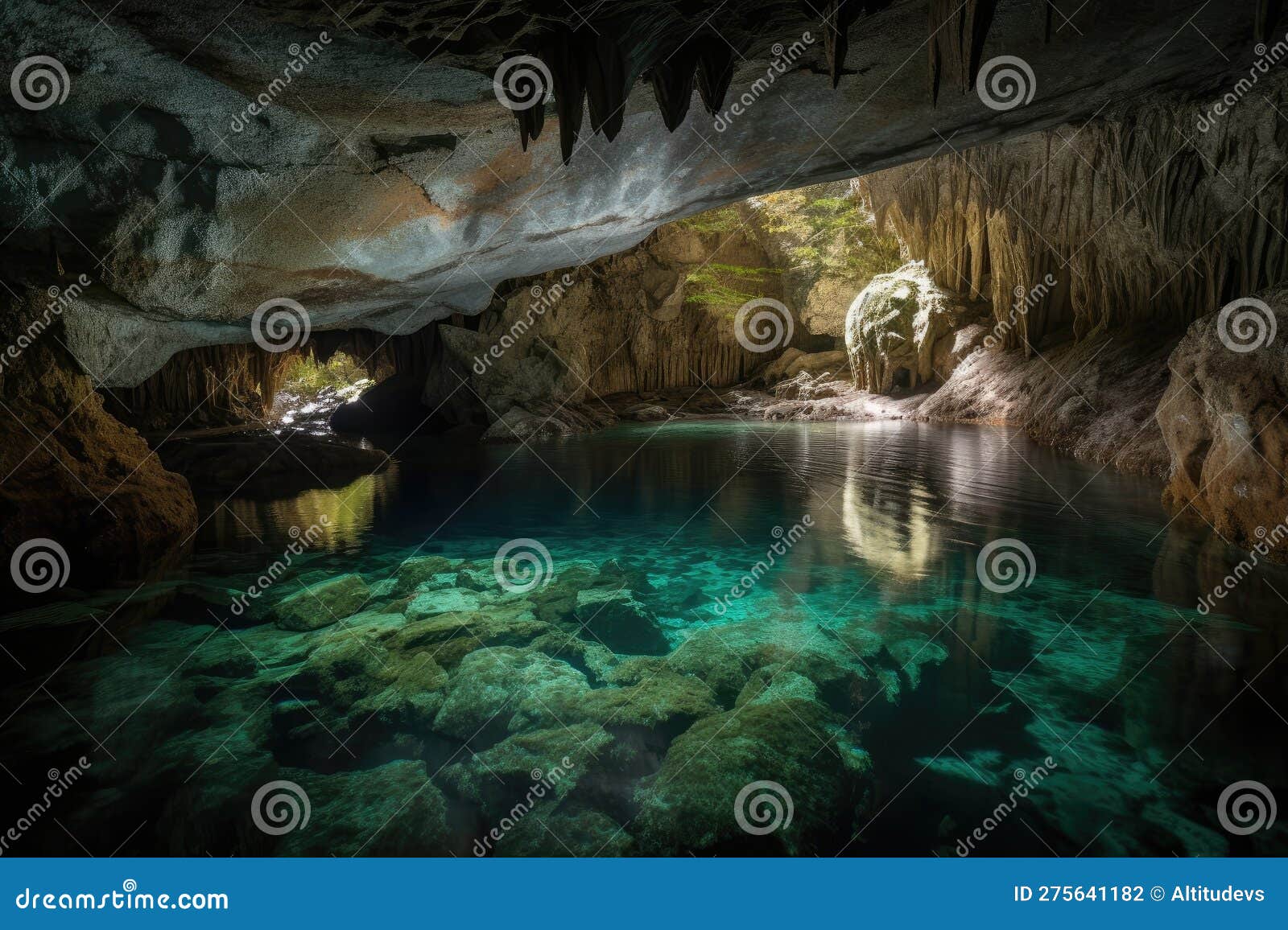 Cave with Intricate and Delicate Formations, in Crystal Clear Water ...