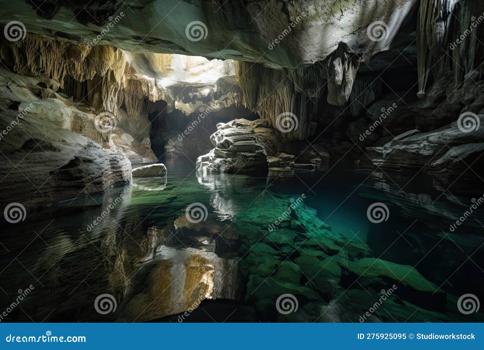 Cave with Intricate and Delicate Formations, in Crystal Clear Water ...