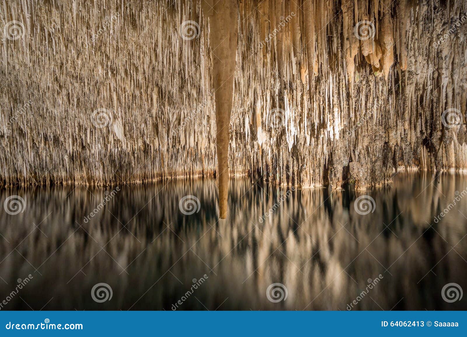 Cave with Lake, Stalactites and Stalagmites, Long Exposure Stock Image ...