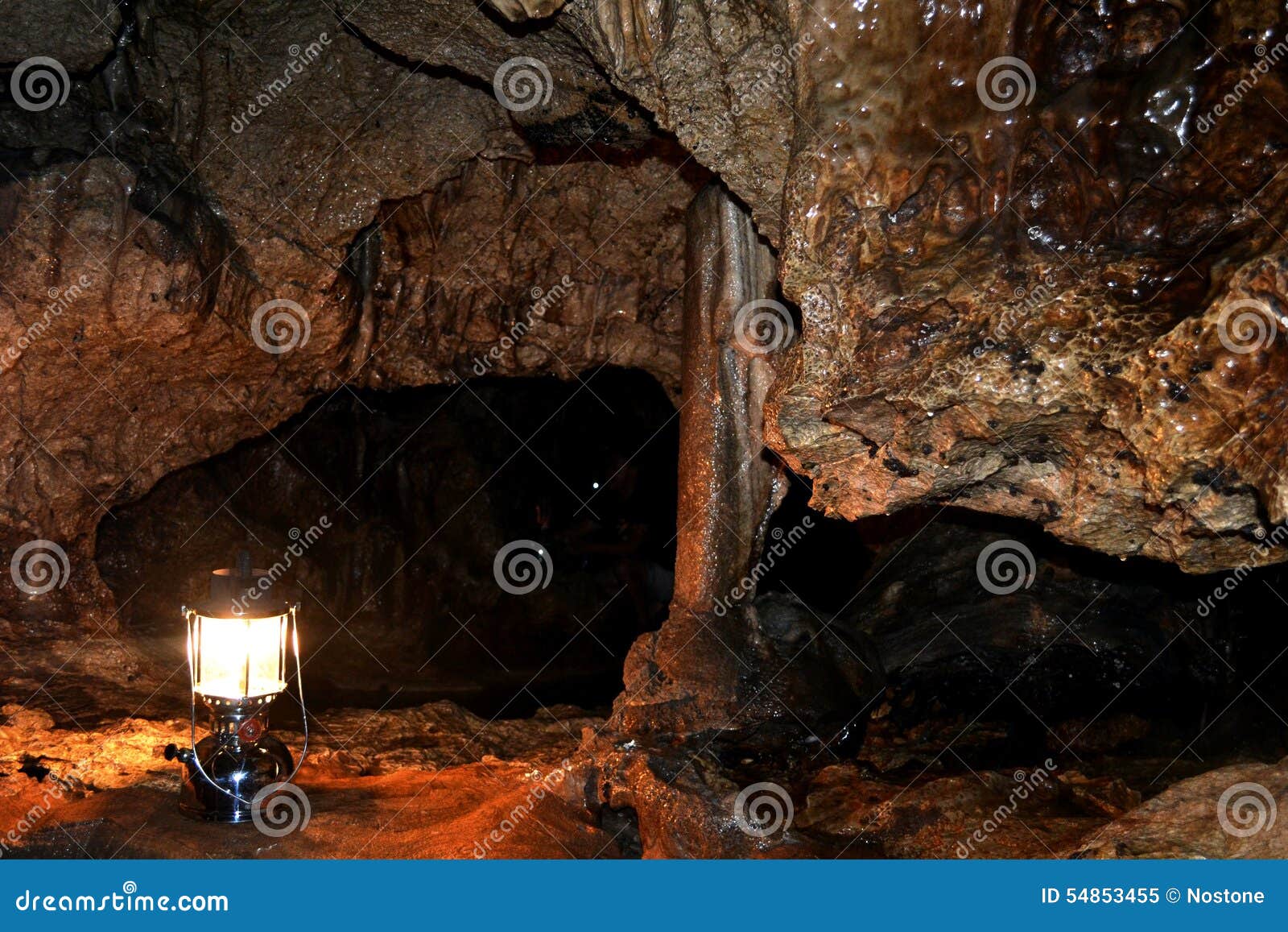 Cave with lamp stock image. Image of natural, rock, deep - 54853455