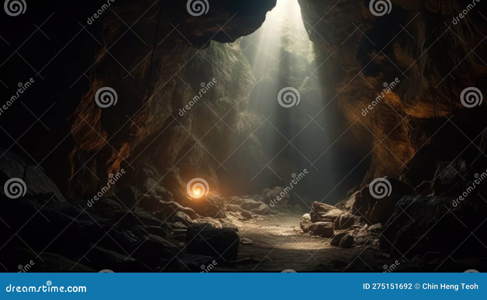 Cave with Light Rays Coming through the Cave. Generative AI Stock ...