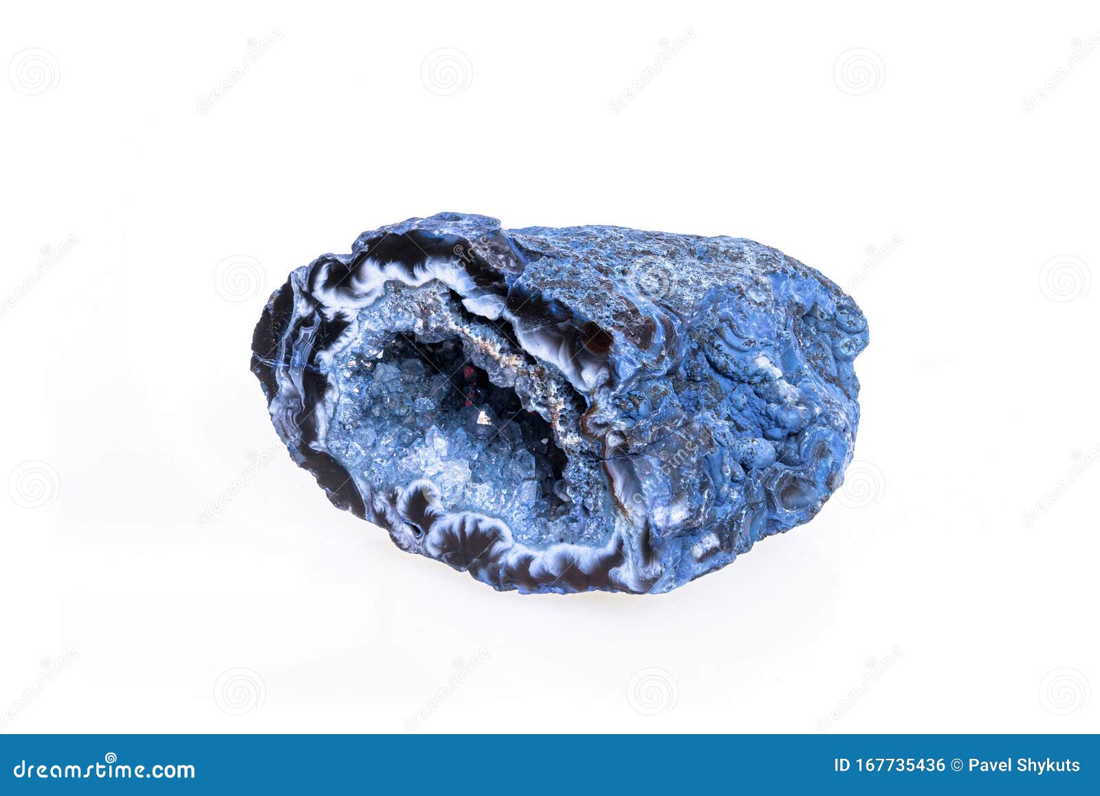 Isolated blue quartz geode stock photo. Image of crystals - 167735436