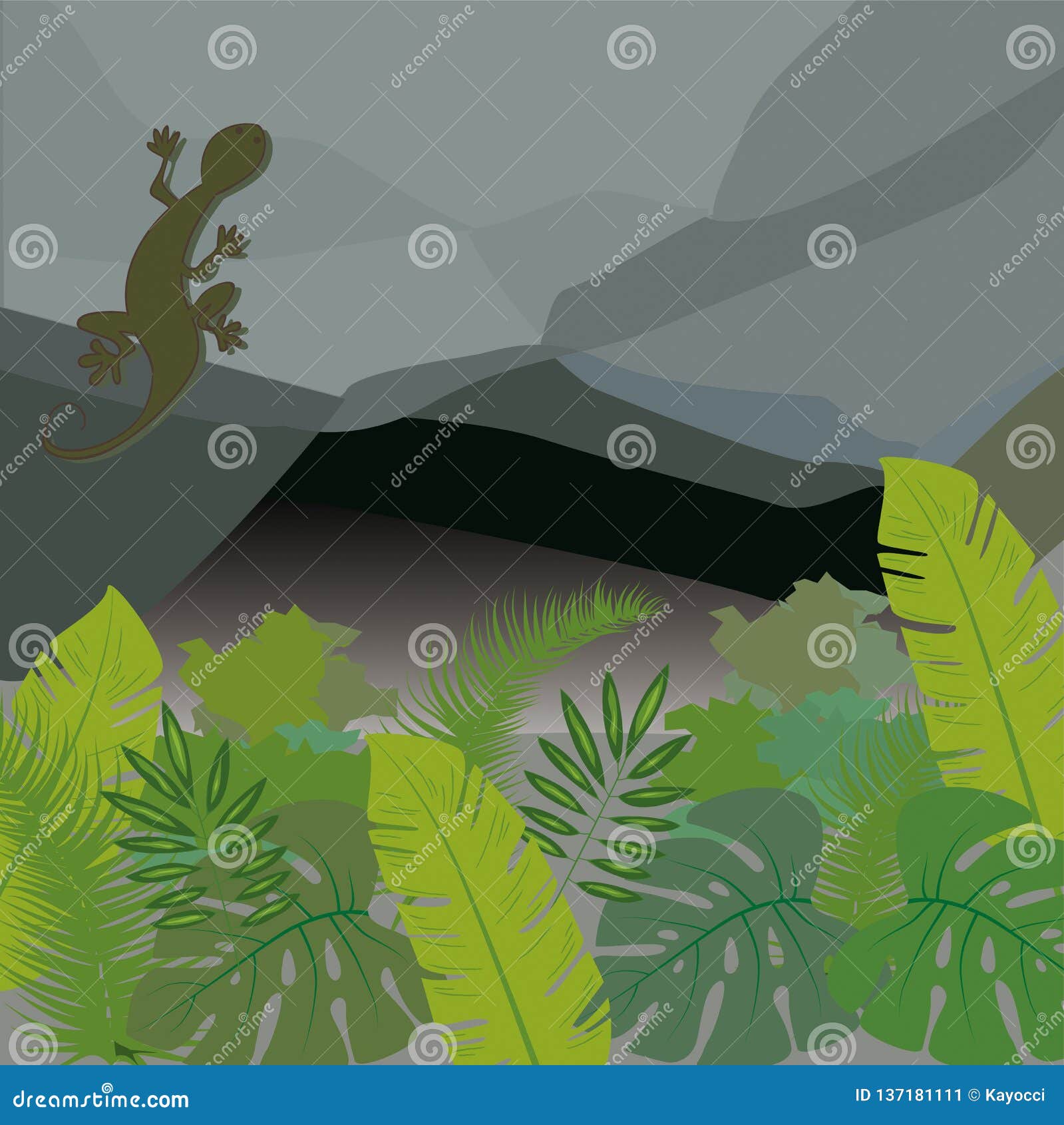 Cave and lizard image stock vector. Illustration of ancient - 137181111
