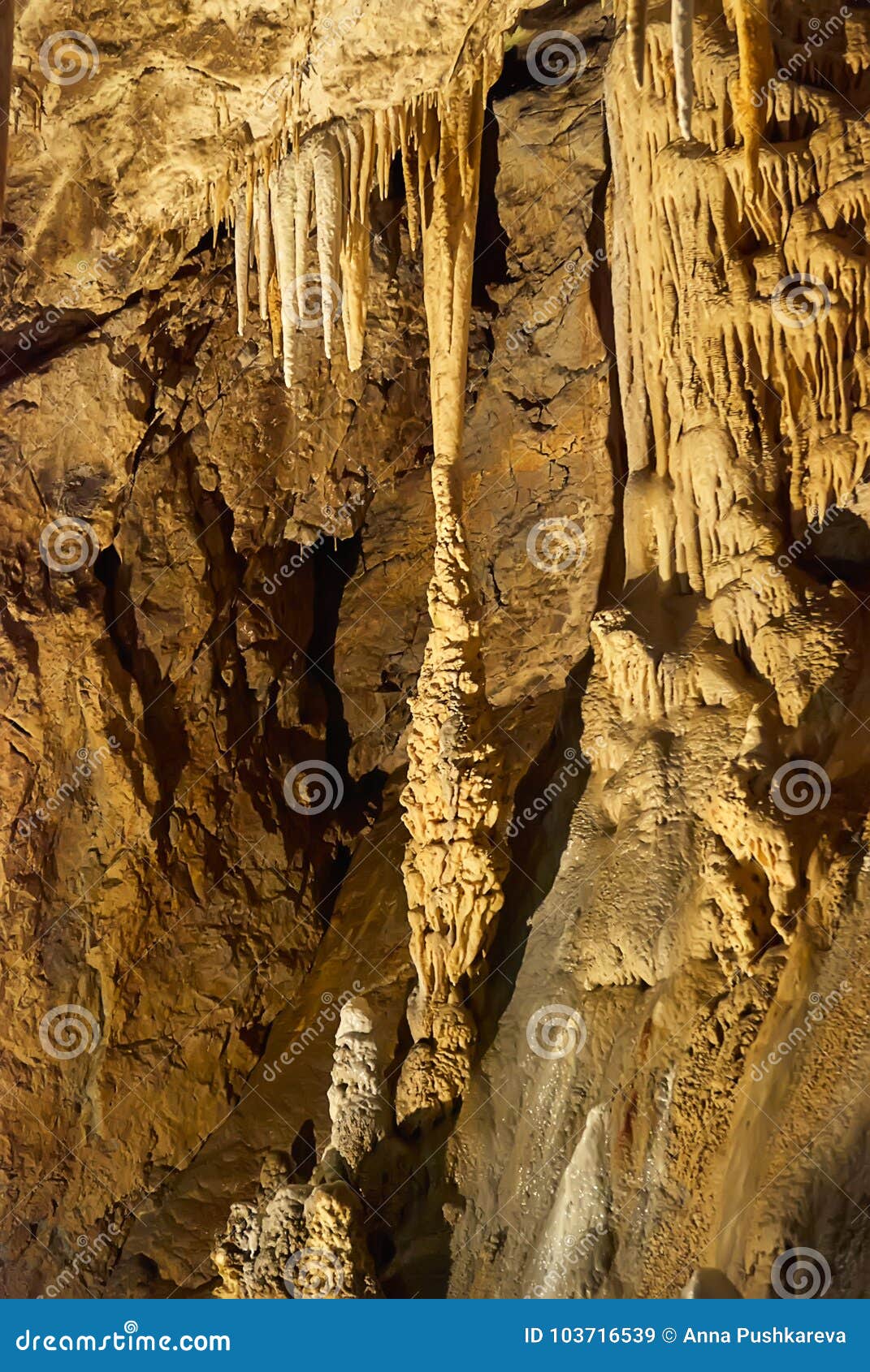 Cave with Many Stalagmites and Stalactites Stock Image - Image of ...