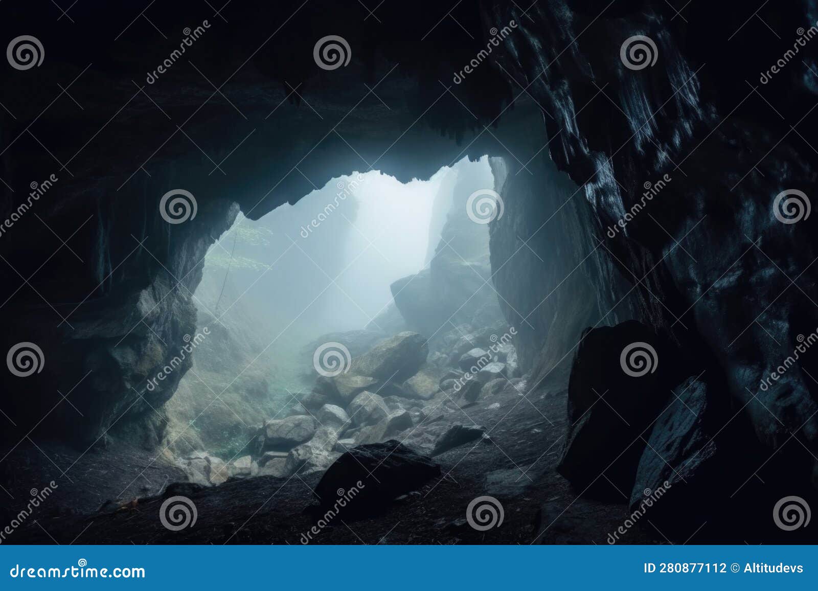 Cave in Mountain with Fog, Creating Mysterious and Otherworldly ...