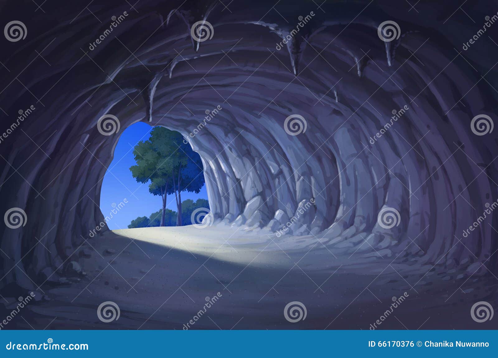 The cave at night stock illustration. Illustration of light - 66170376