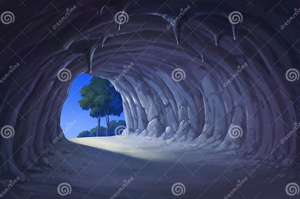 The cave at night stock illustration. Illustration of light - 66170376