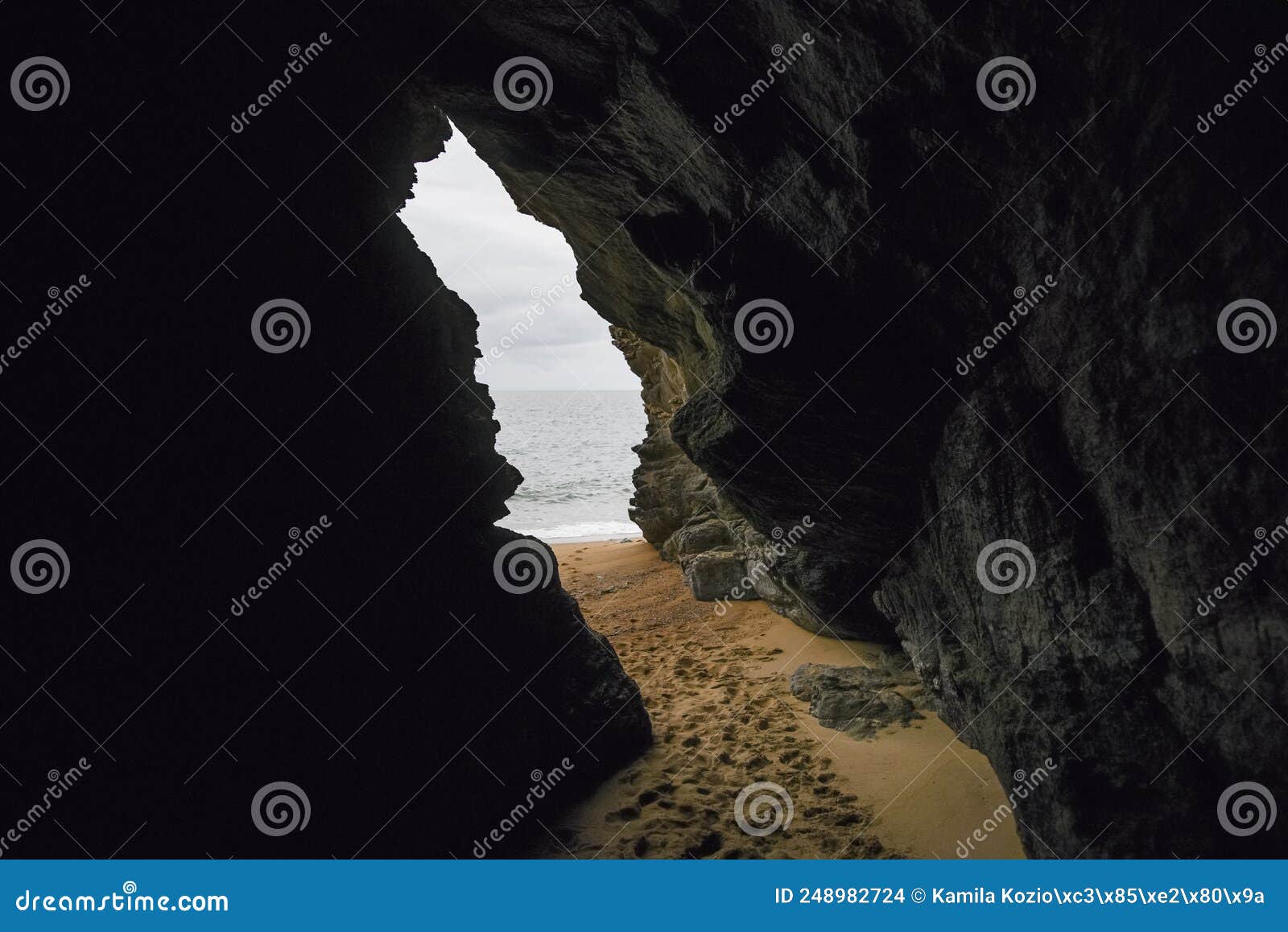 Cave by the Ocean, Exit from the Cave from the Inside Stock Photo ...