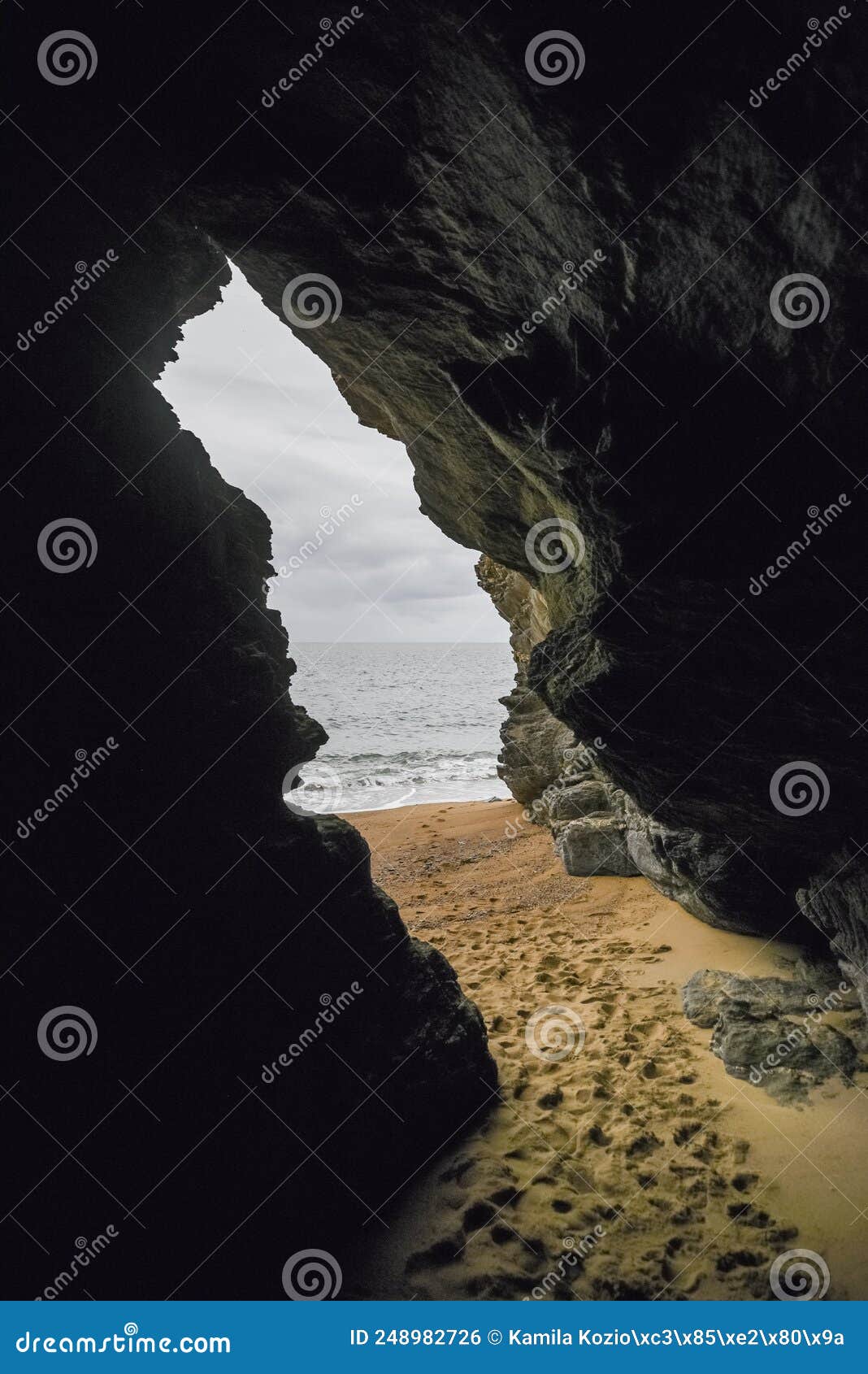Cave by the Ocean, Exit from the Cave from the Inside Stock Photo ...
