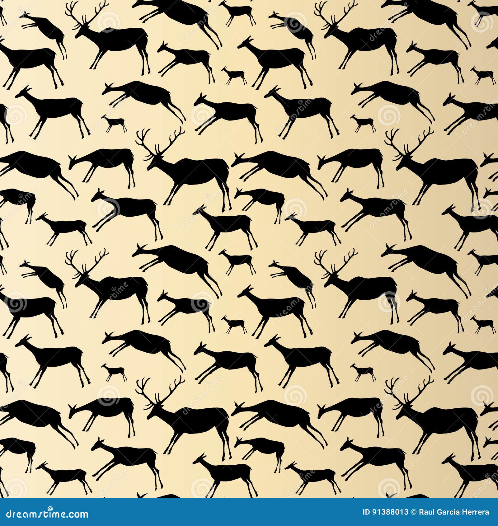 Cave Painting Seamless Pattern. Animals With Watercolor Texture ...