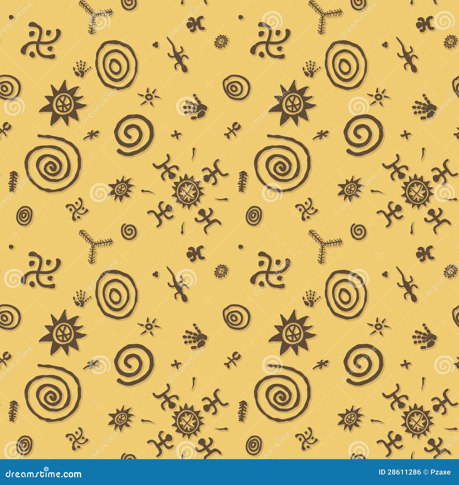 Cave Paintings Vector Seamless Pattern Stock Vector - Illustration of ...