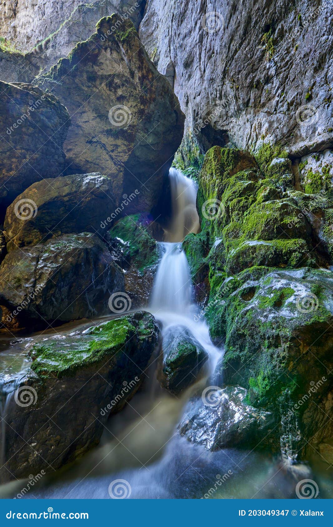Cave river and waterfall stock image. Image of national - 203049347