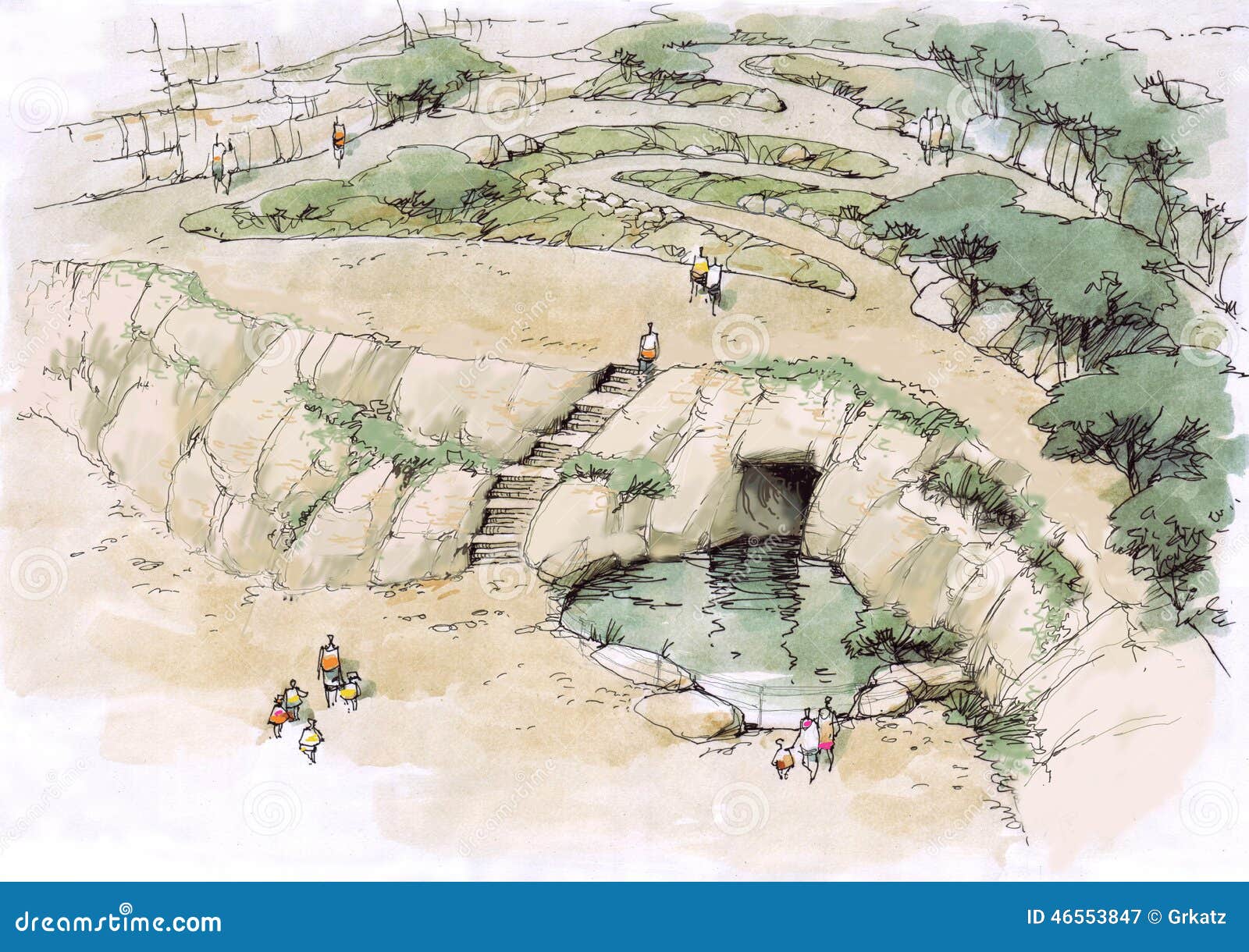 Cave in the rocks stock illustration. Illustration of scene - 46553847