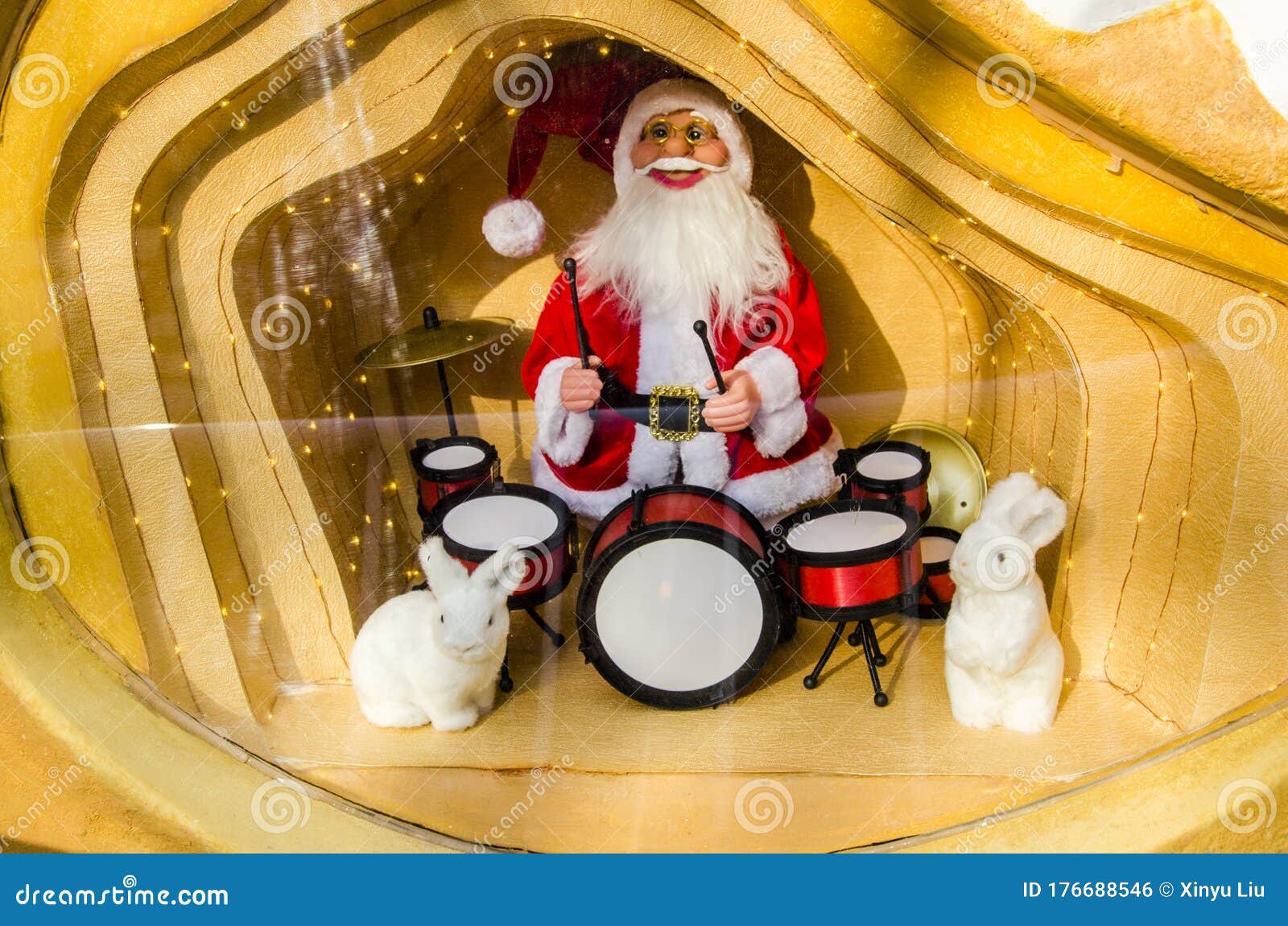 Santa With Drumsticks. Arabic Young Santa Claus With Black Beard Holds ...
