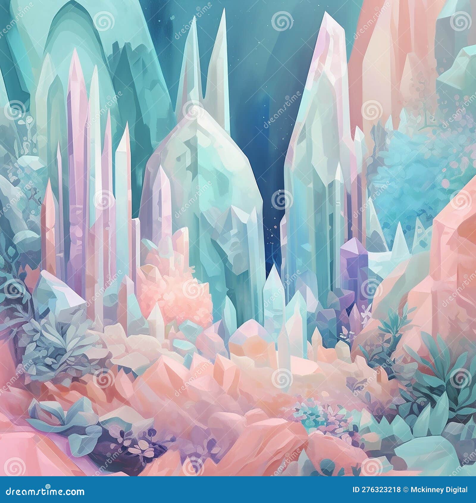 Cave Scenery Filled with Beautiful Crystals. Created Using Ai ...