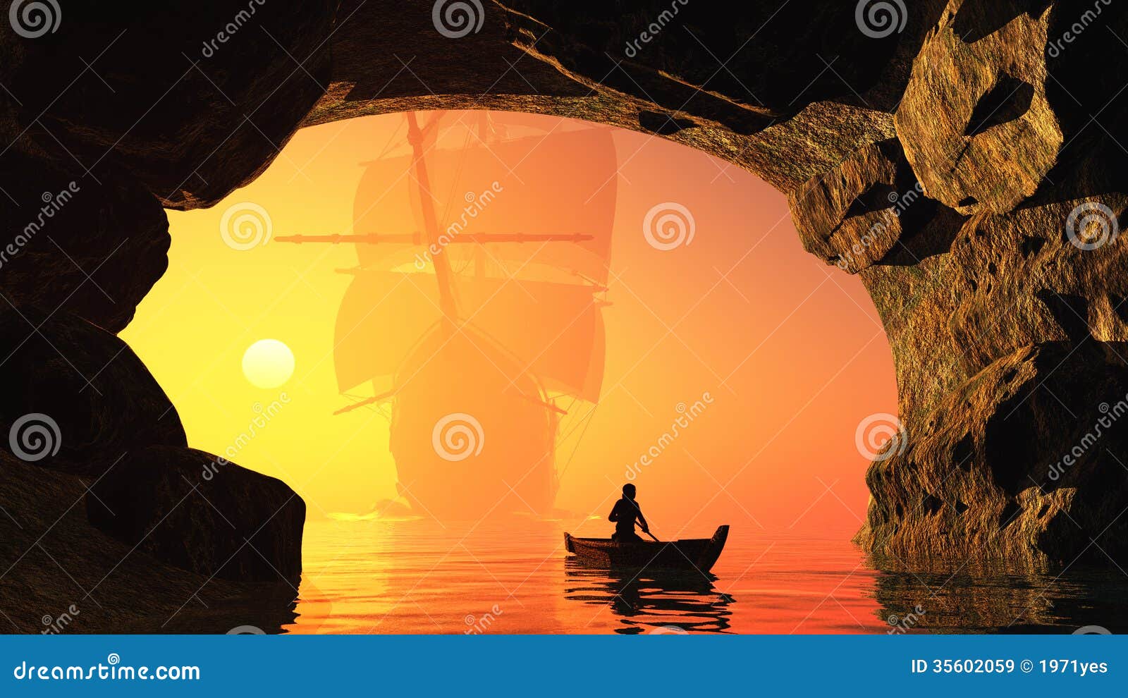 The cave. stock illustration. Illustration of navy, sunny - 35602059