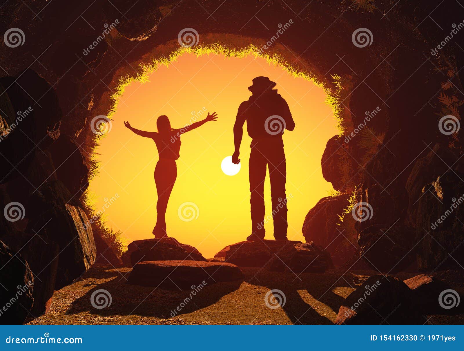Cave stock illustration. Illustration of silhouette - 154162330