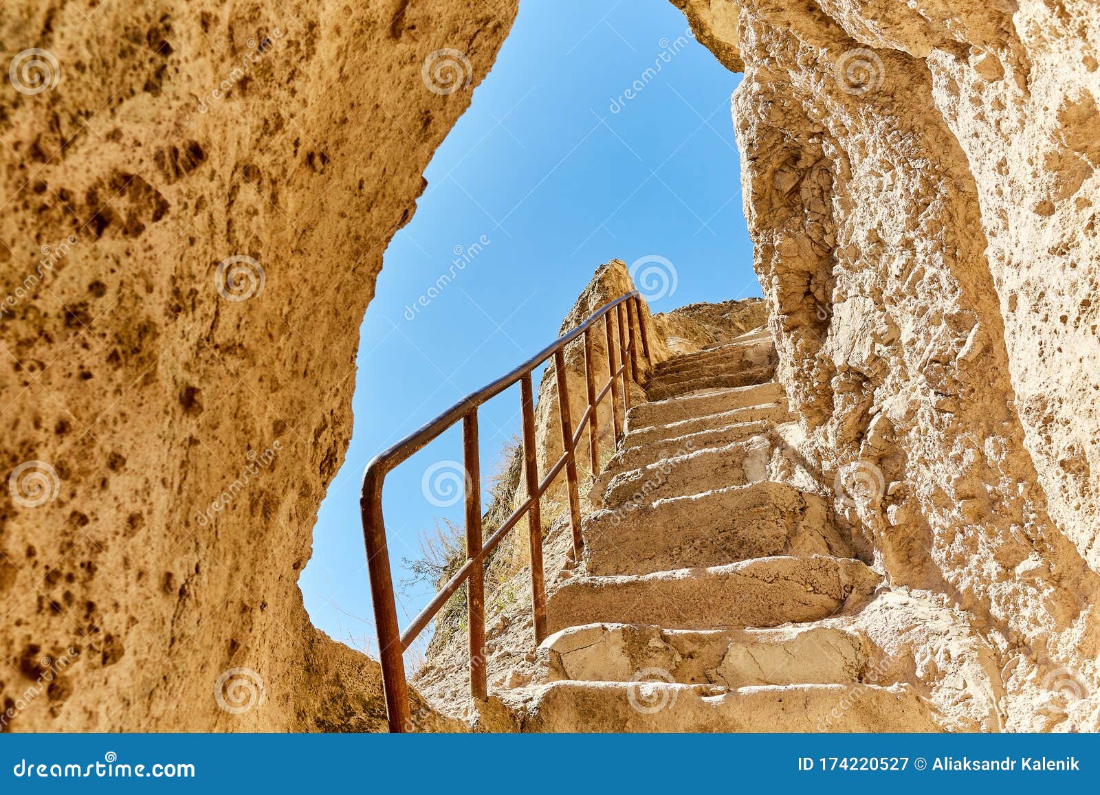 Cave staircase and sky stock image. Image of ancient - 174220527