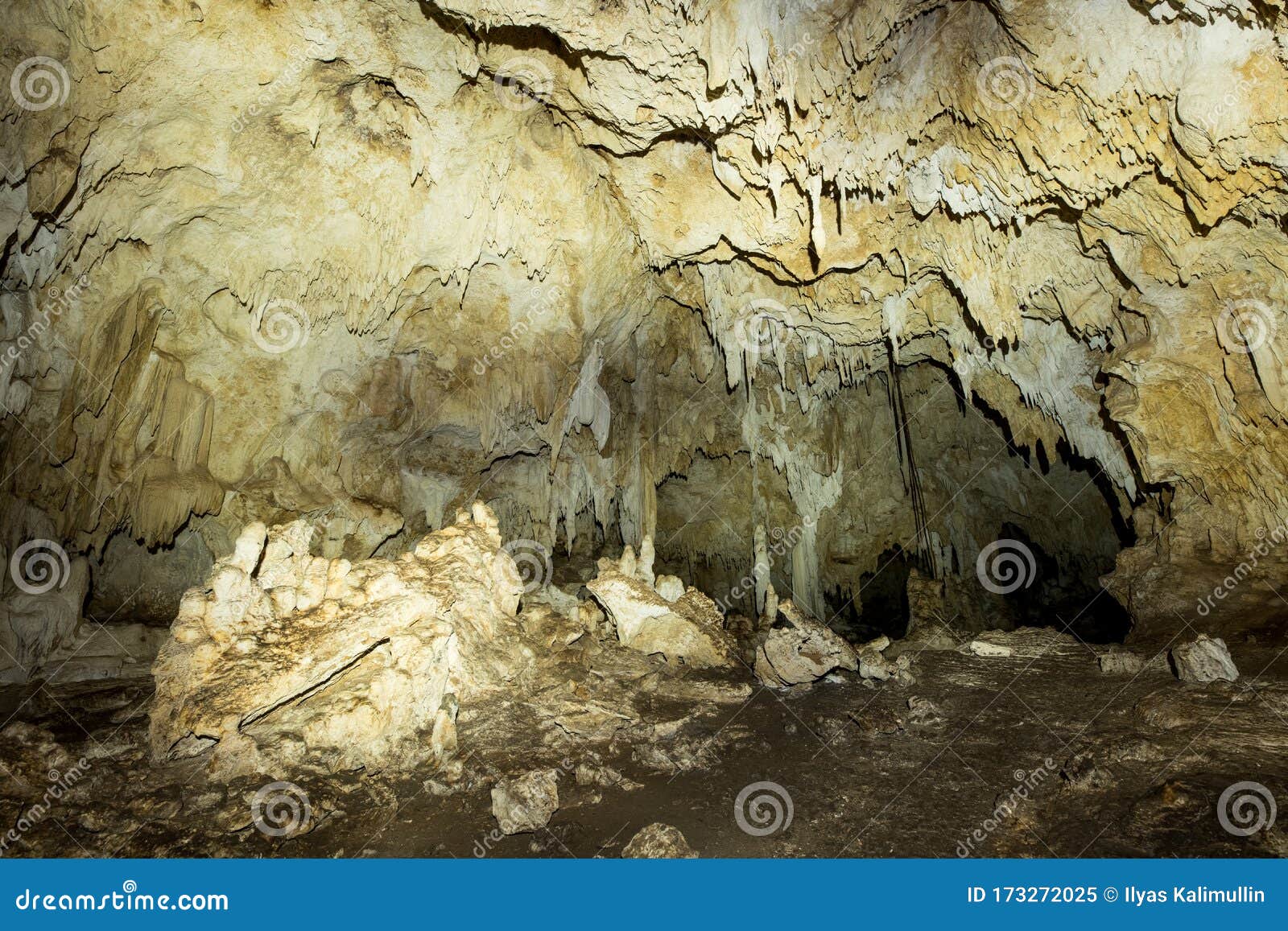 Cave with Stalactites Growing on the Ceiling Stock Image - Image of ...