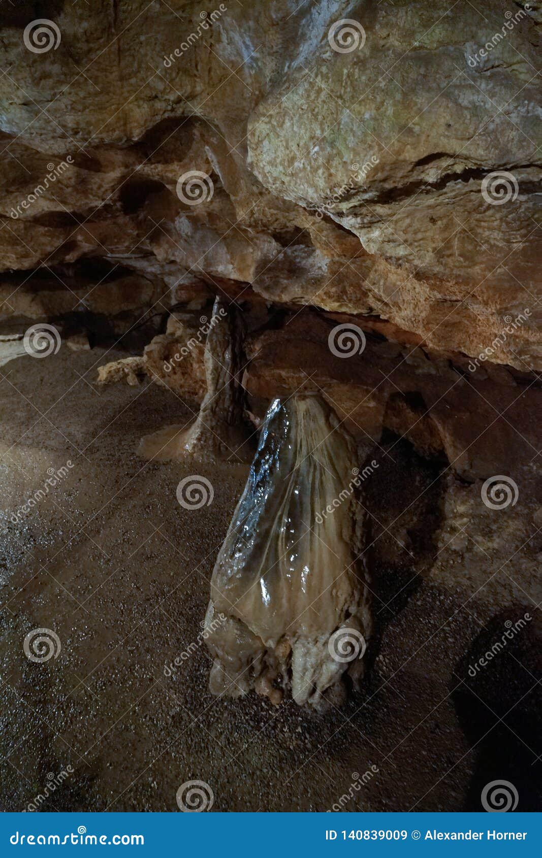 Stalagmite Stones Hanging On The Ceiling Of A Drip Cave, Underground ...