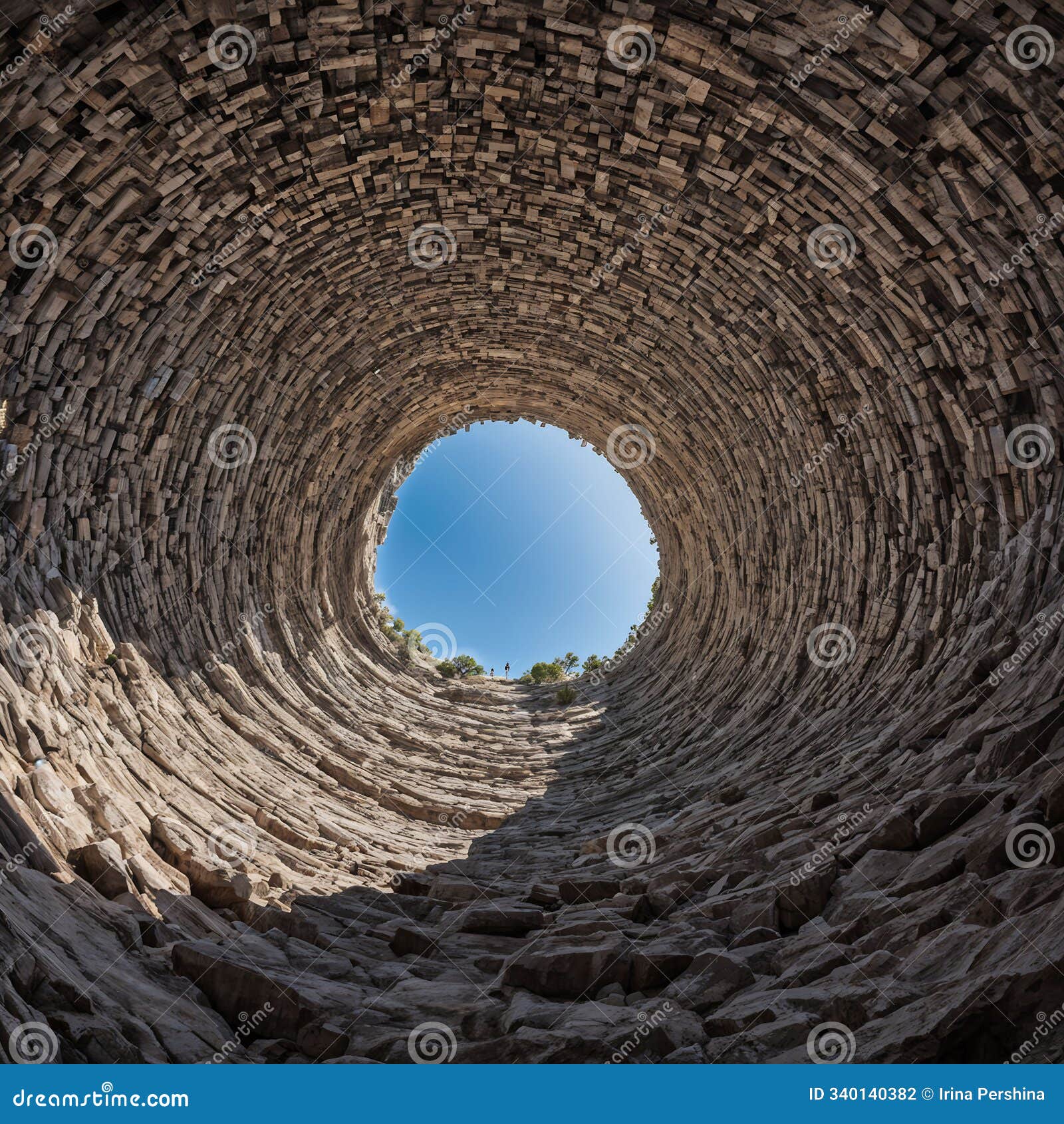 A Cone Cave with a Stone Tunnel Stock Illustration - Illustration of ...