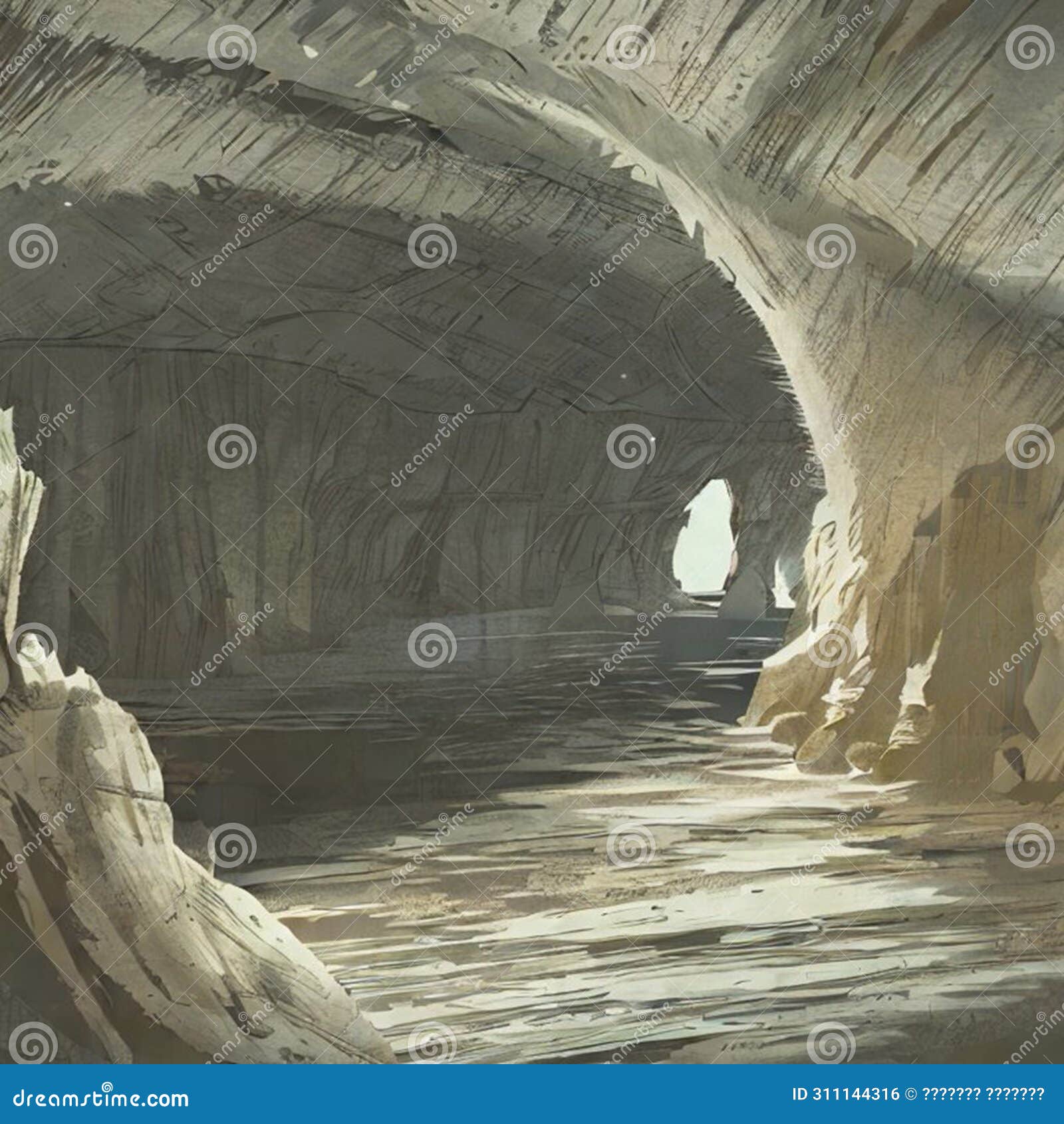 Cave in the Cave. Stone Wall of the Cave Stock Illustration ...