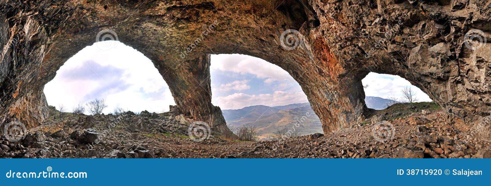 A Cave with Three Entrances Stock Photo - Image of secuiului, chamber ...