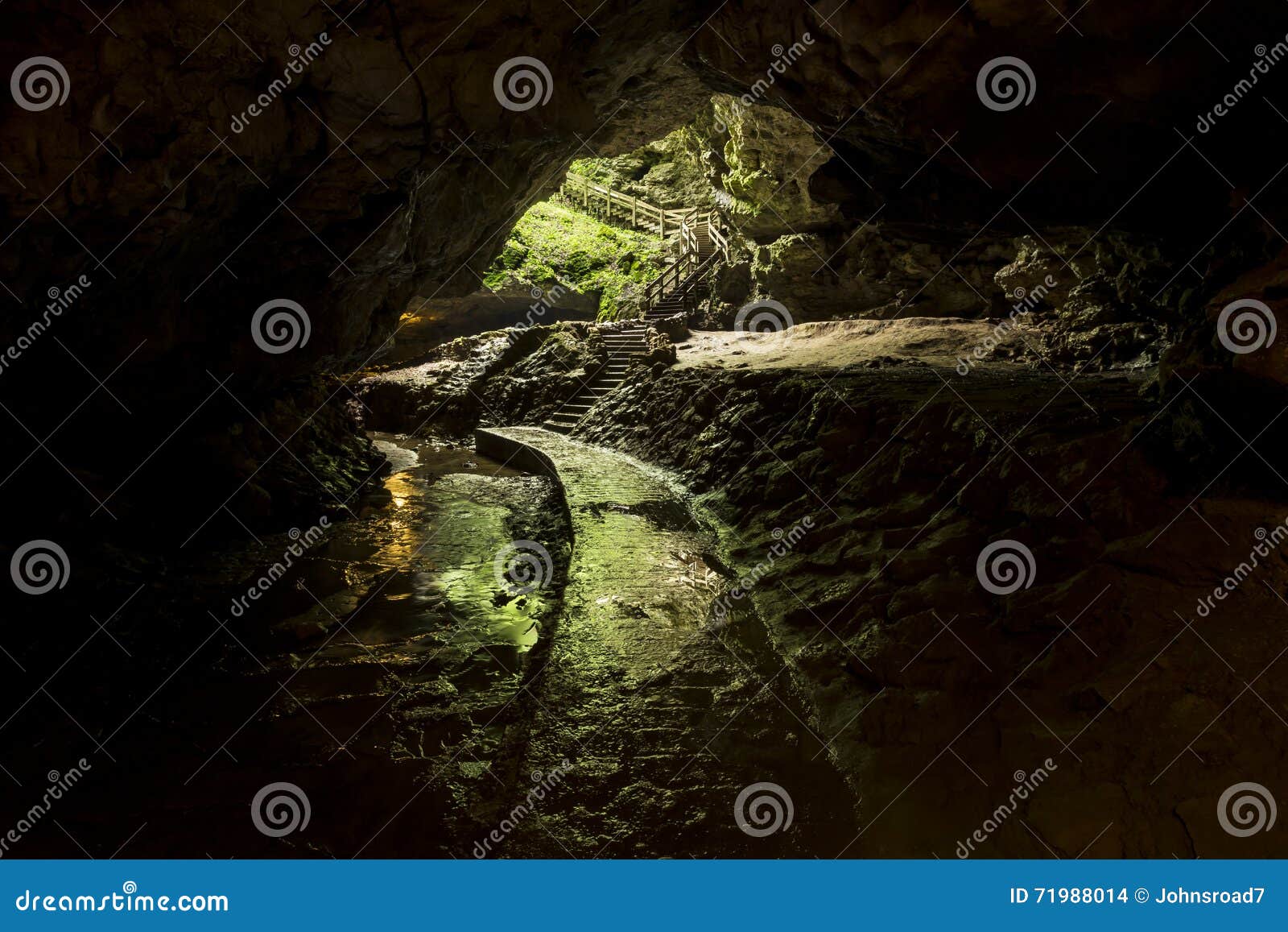 Cave Trail Exit stock photo. Image of iowa, interior - 71988014