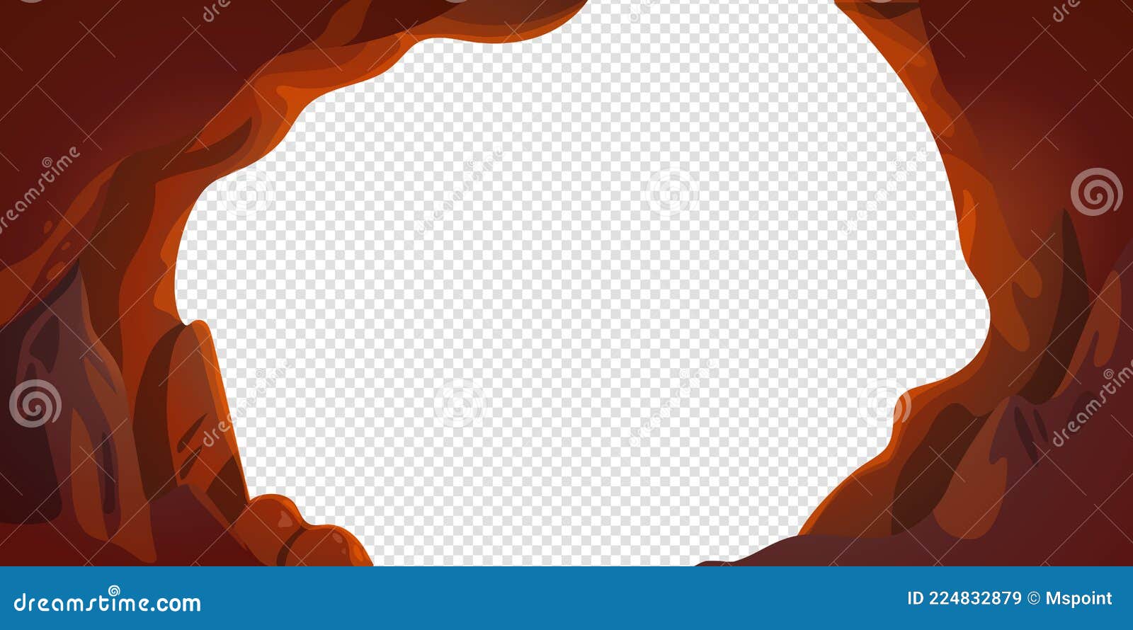 Cave Or Tunnel Vector Frame In Cartoon Style. Cave Landscape With Place ...