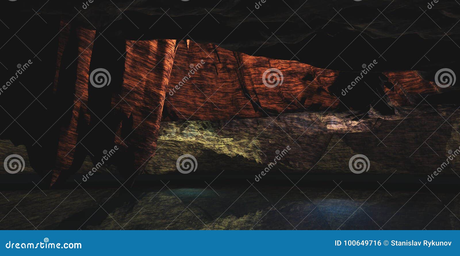 Cave. Underground rooms stock illustration. Illustration of geology ...
