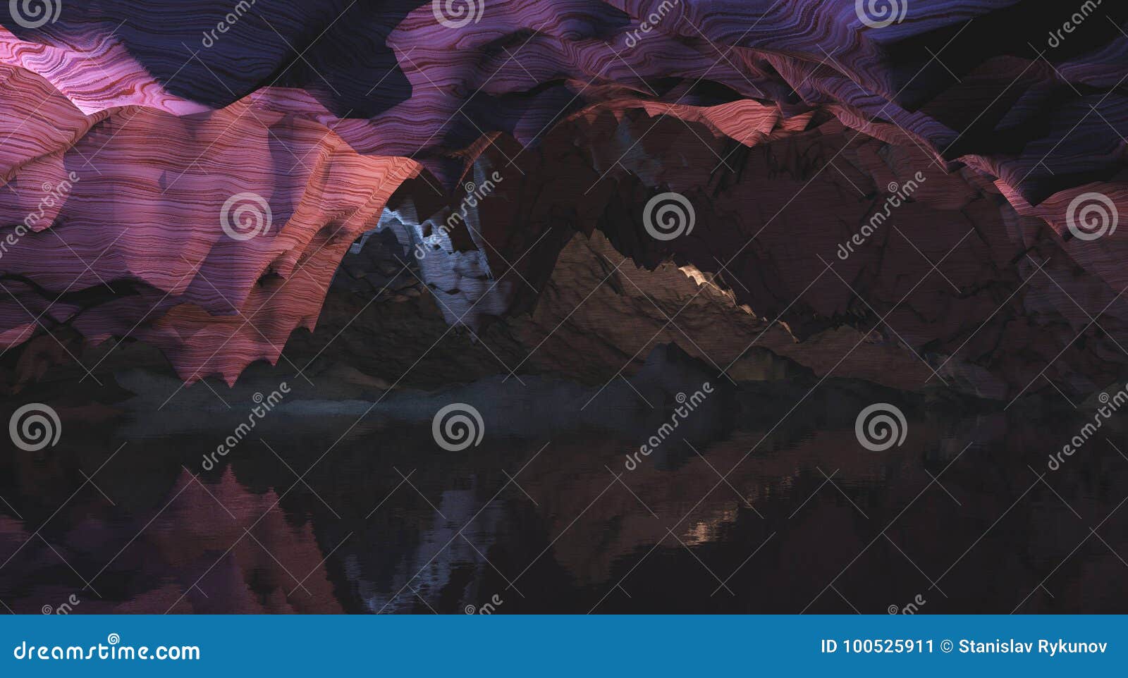Cave. Underground rooms stock illustration. Illustration of blue ...