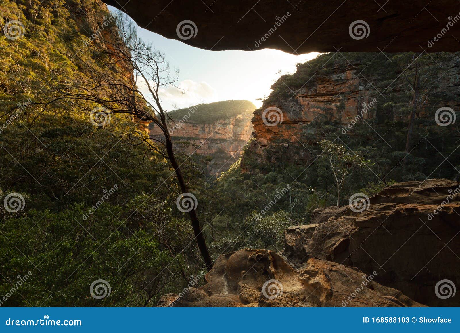 Cave Views through the Zig Zagging Mountain Gully Stock Image - Image ...