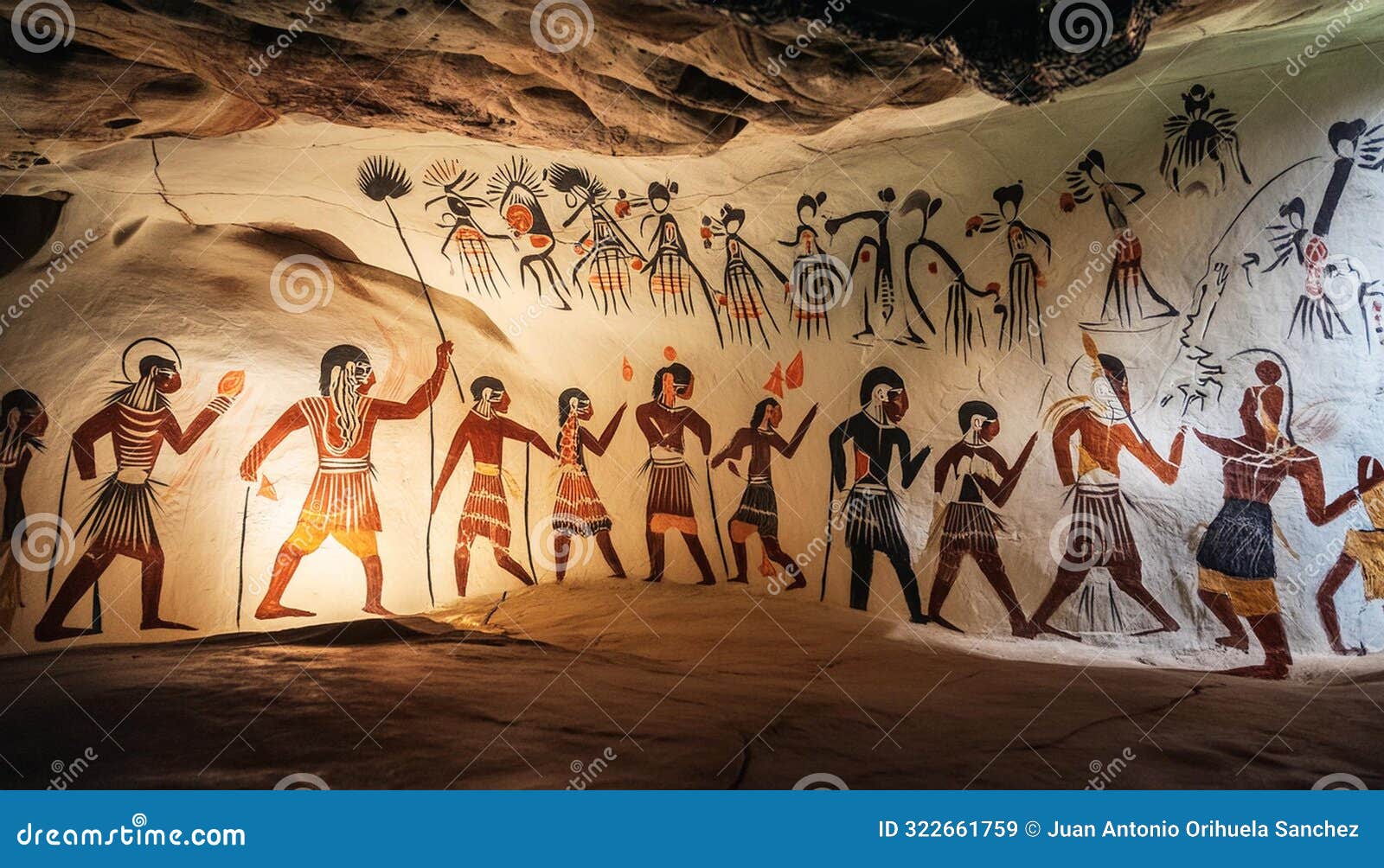 Cave Walls Adorned with Paintings in the Style of Ancient Egypt Stock ...