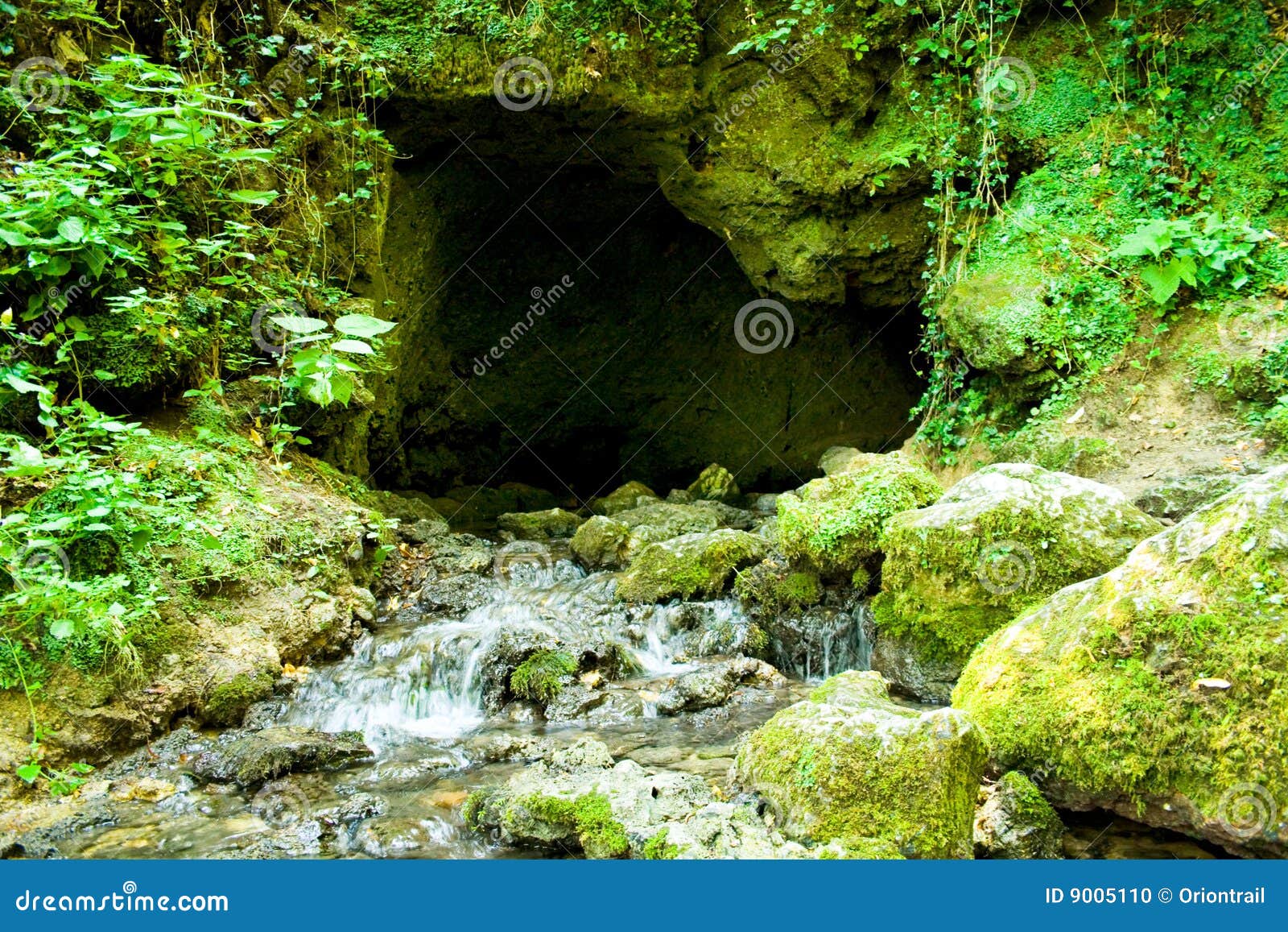 Cave and Water Cascades in Wilderness Stock Photo - Image of rain ...