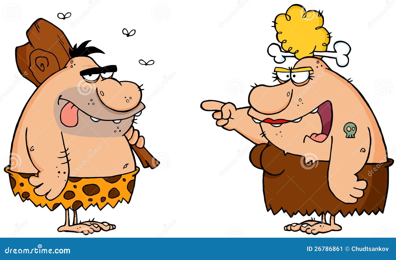 Caveman and Angry Cavewoman Stock Vector - Illustration of cartoony ...