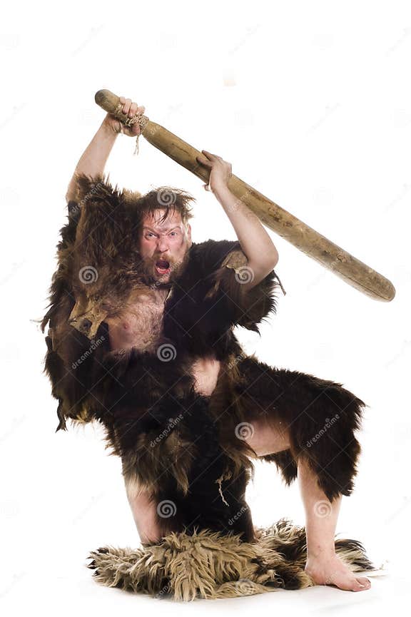 Caveman in bear skin stock photo. Image of bars, modern - 21055458