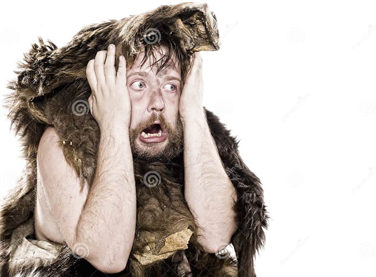 Caveman in bear skin stock image. Image of costume, animal - 21055553