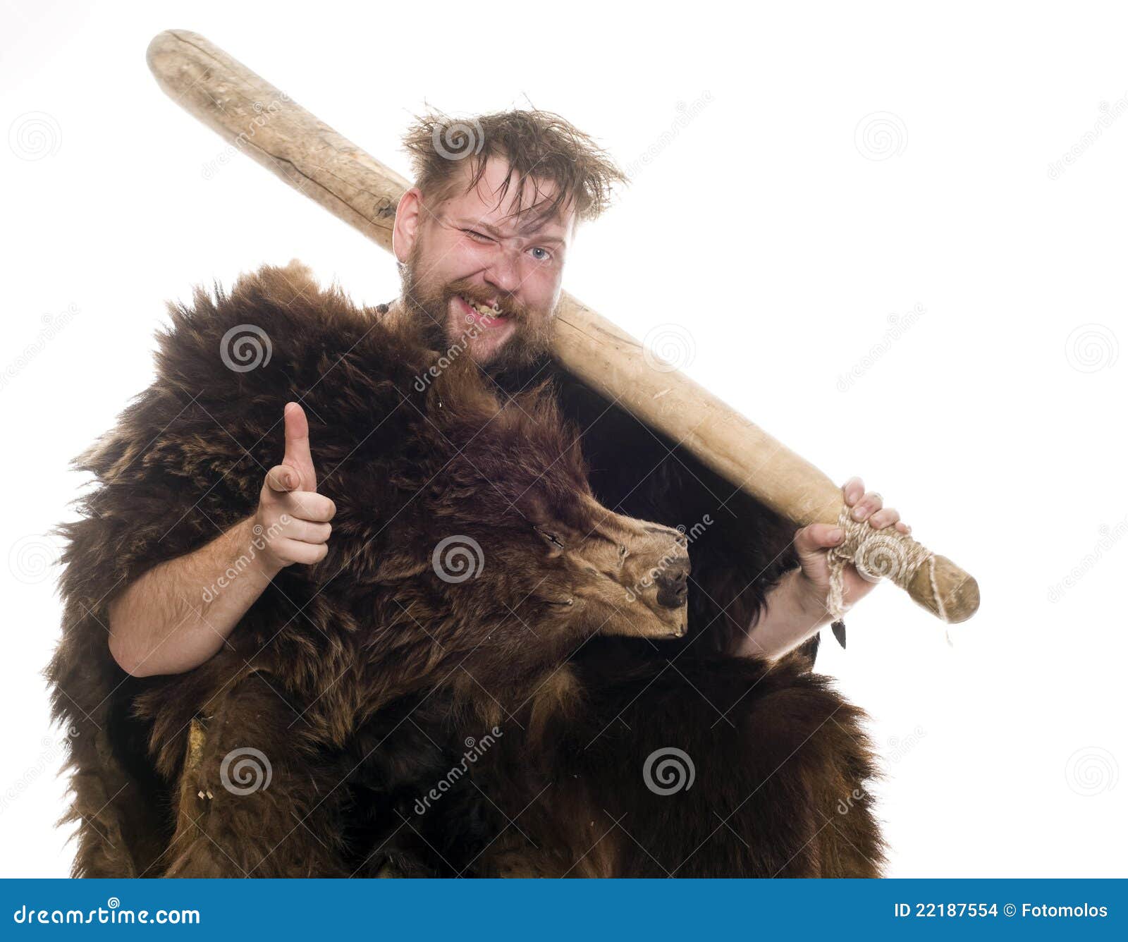 Caveman in bear skin stock photo. Image of hairy, animal - 22187554