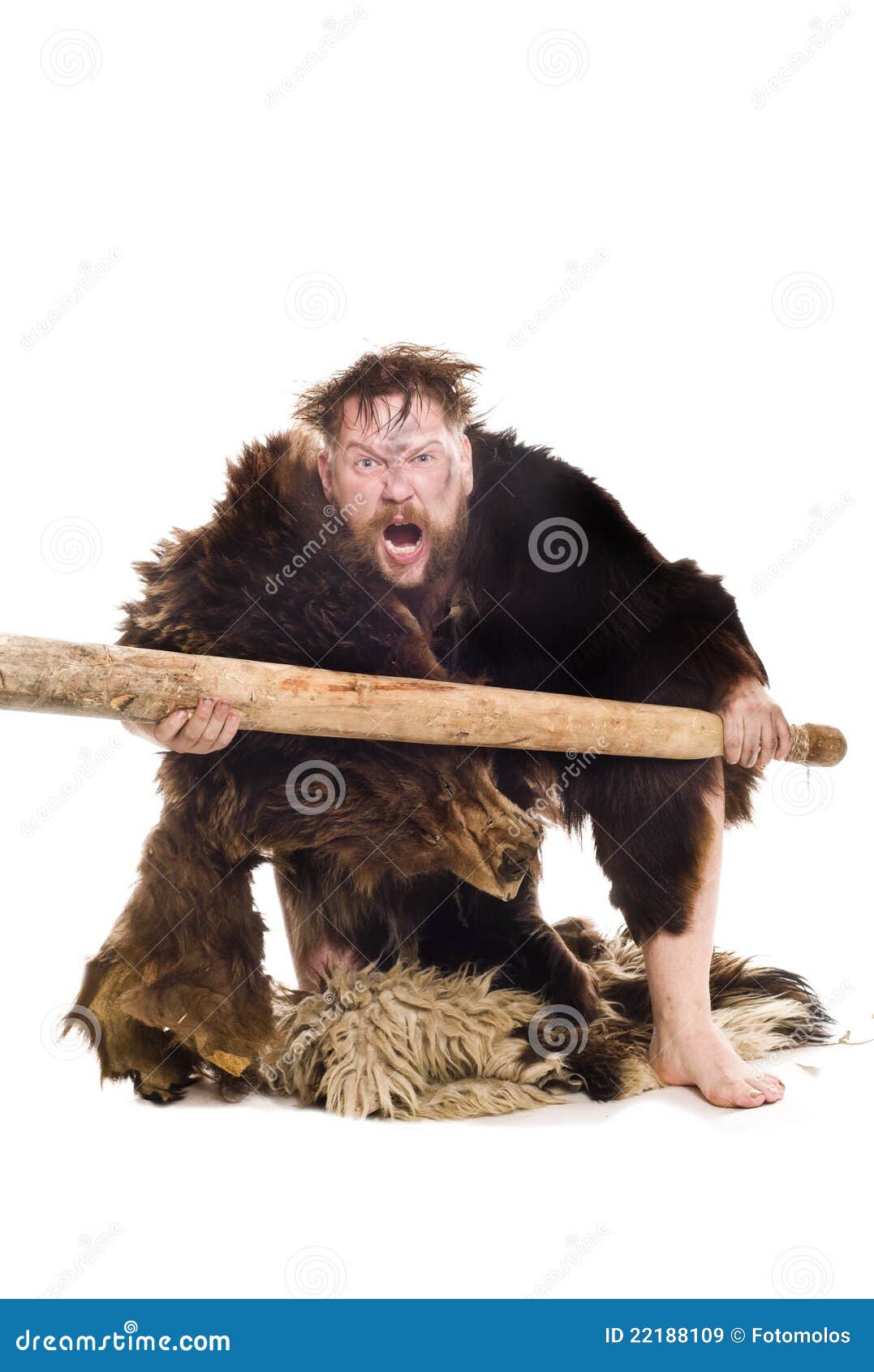 Caveman in bear skin stock image. Image of ancient, eyes - 22188109