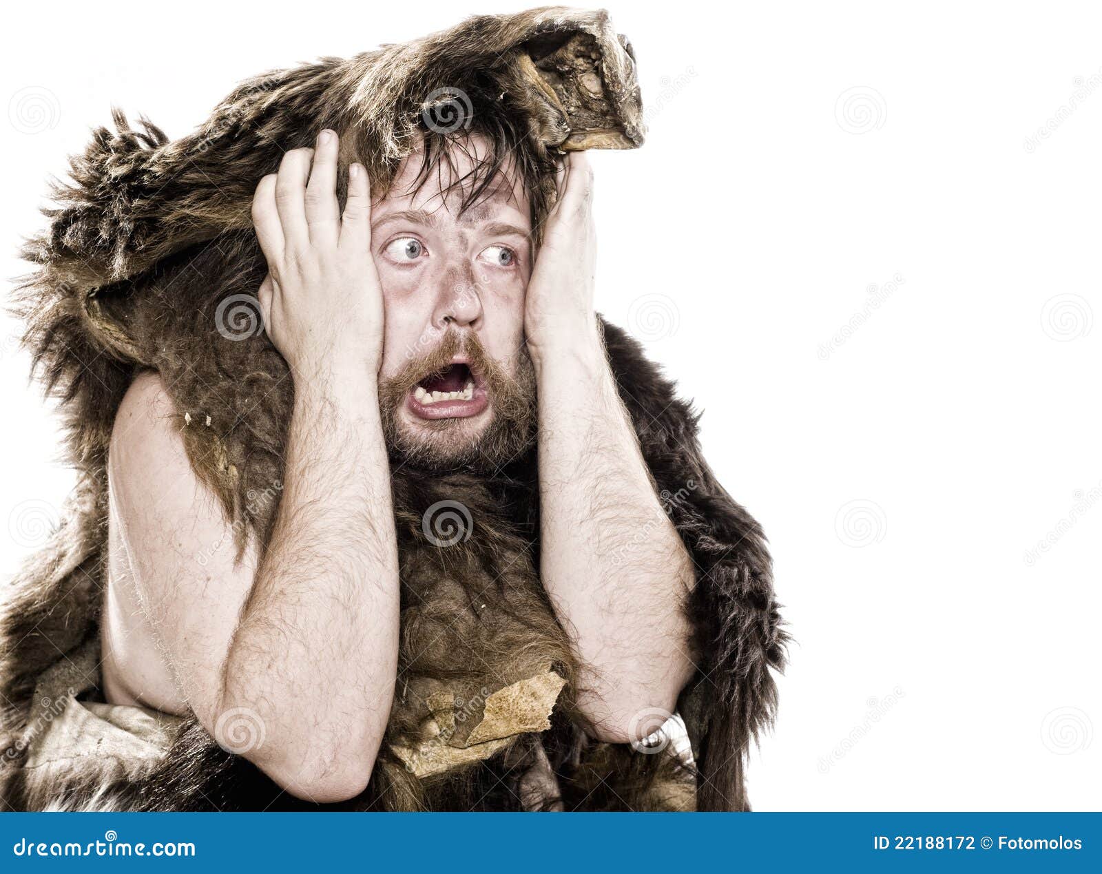 Caveman in bear skin stock photo. Image of bones, dinosaur - 22188172