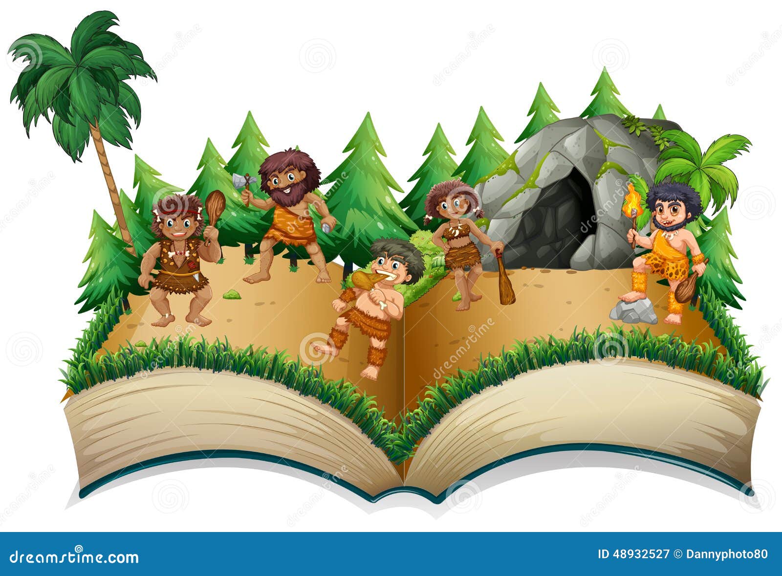Caveman Book stock vector. Illustration of scenery, costume - 48932527