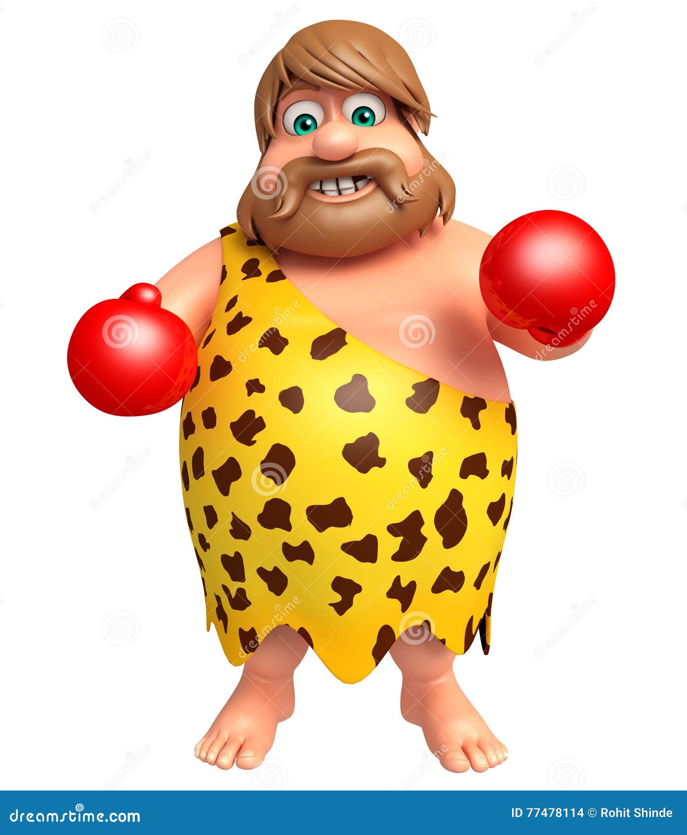 Caveman with Boxing gloves stock illustration. Illustration of ...