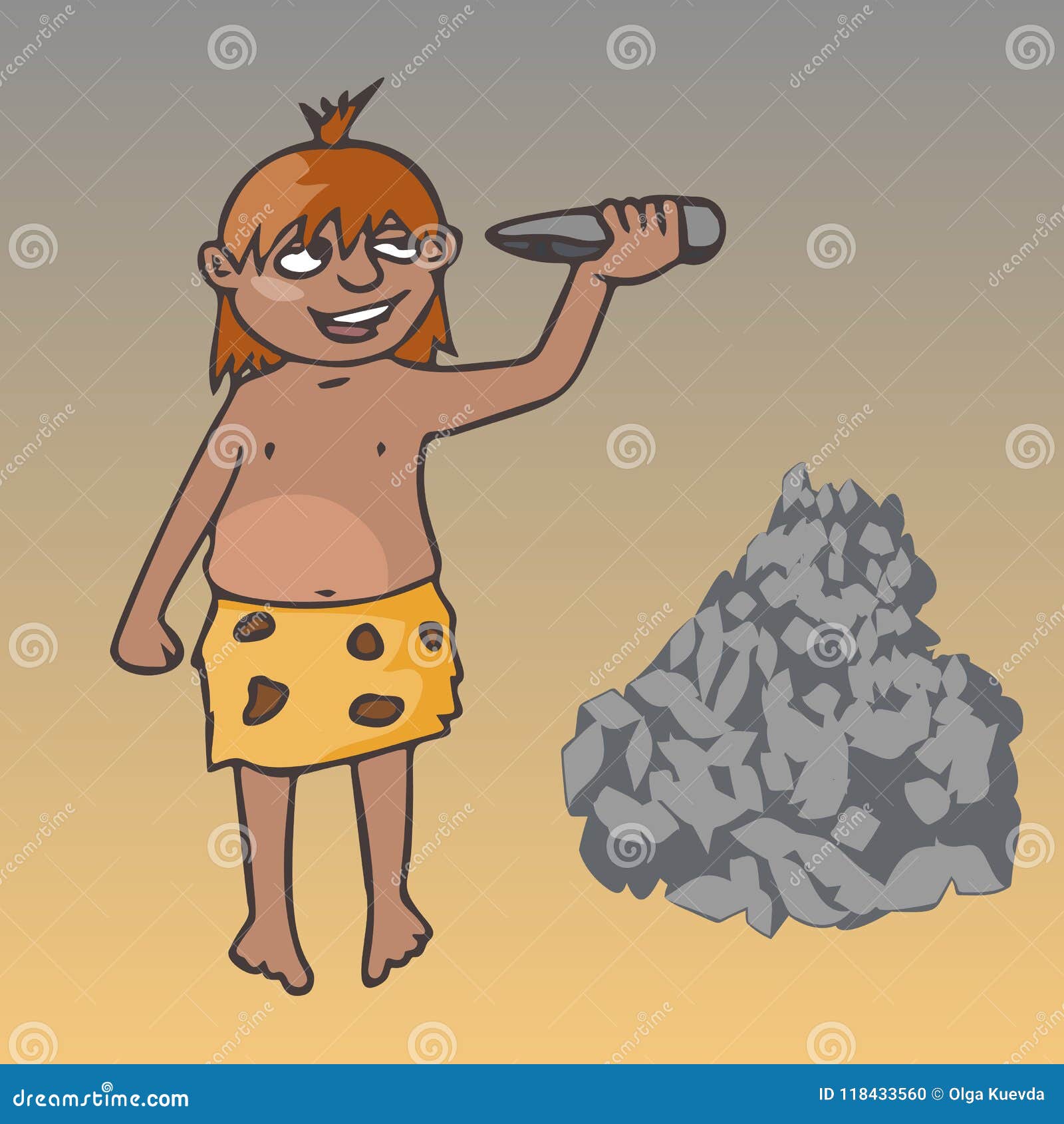Caveman Boy with Stone Knife Stock Vector - Illustration of prehistory ...