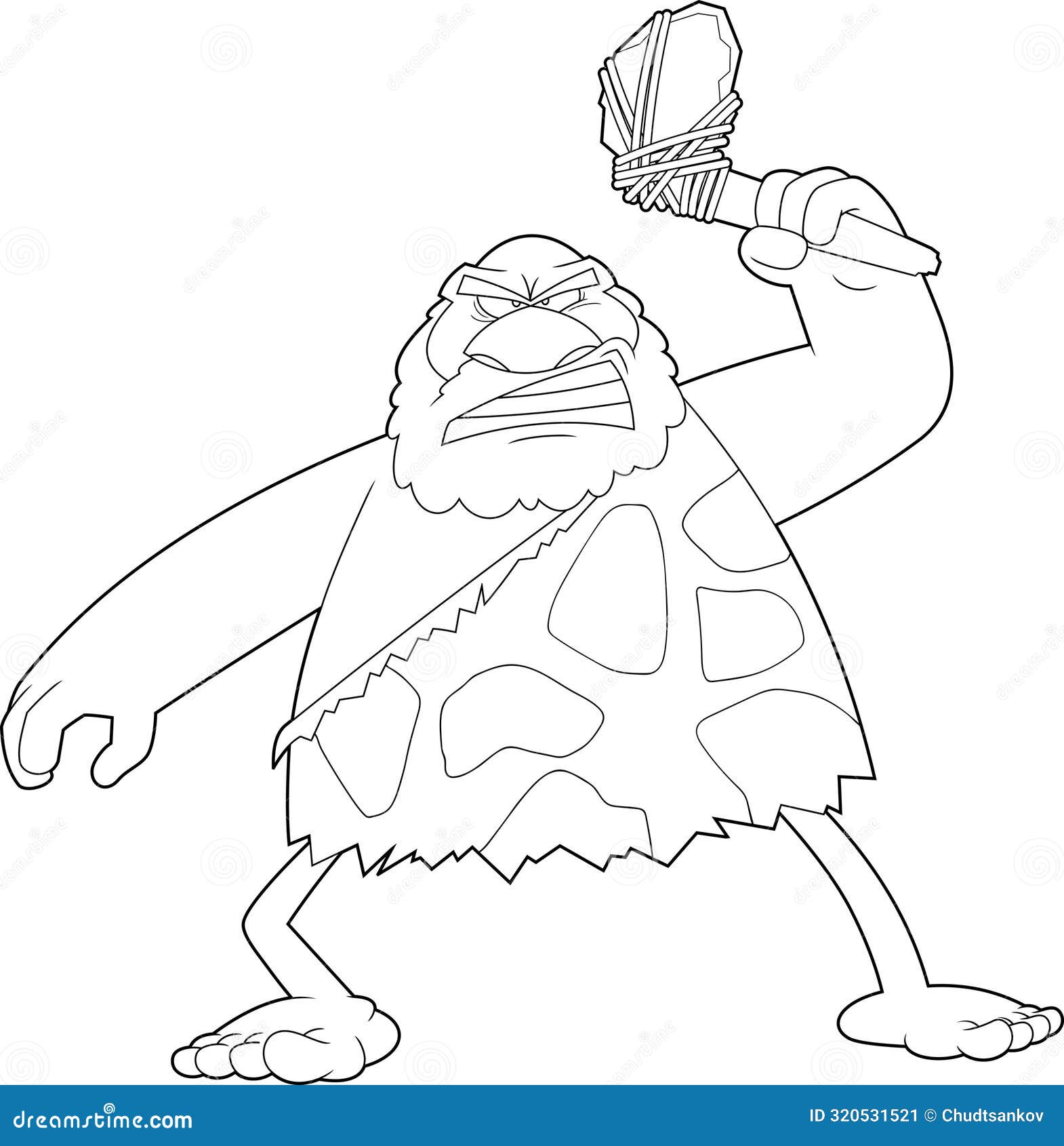 Angry Caveman Cartoon Character Holding A Stone Axe | CartoonDealer.com ...