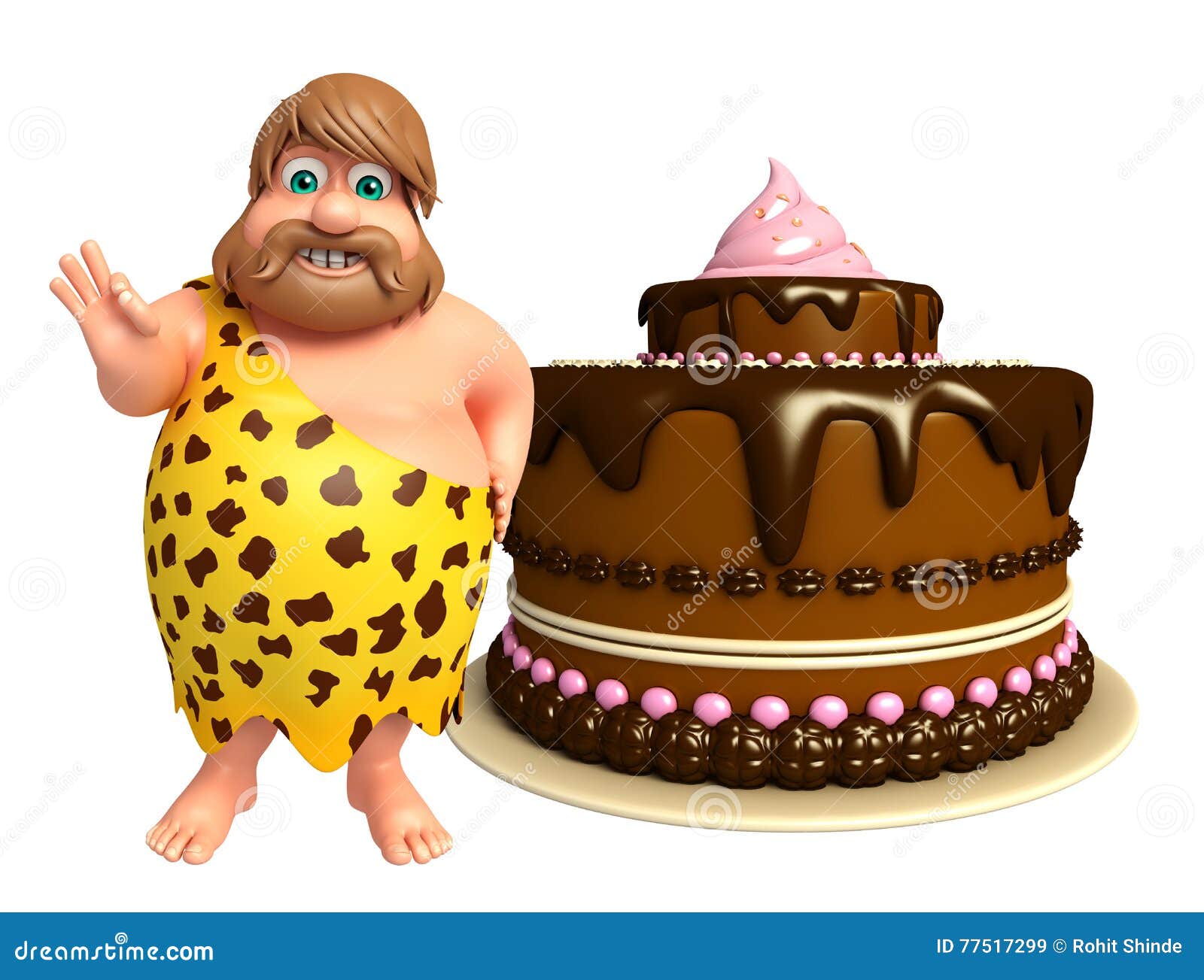 Caveman with Cake stock illustration. Illustration of beard - 77517299