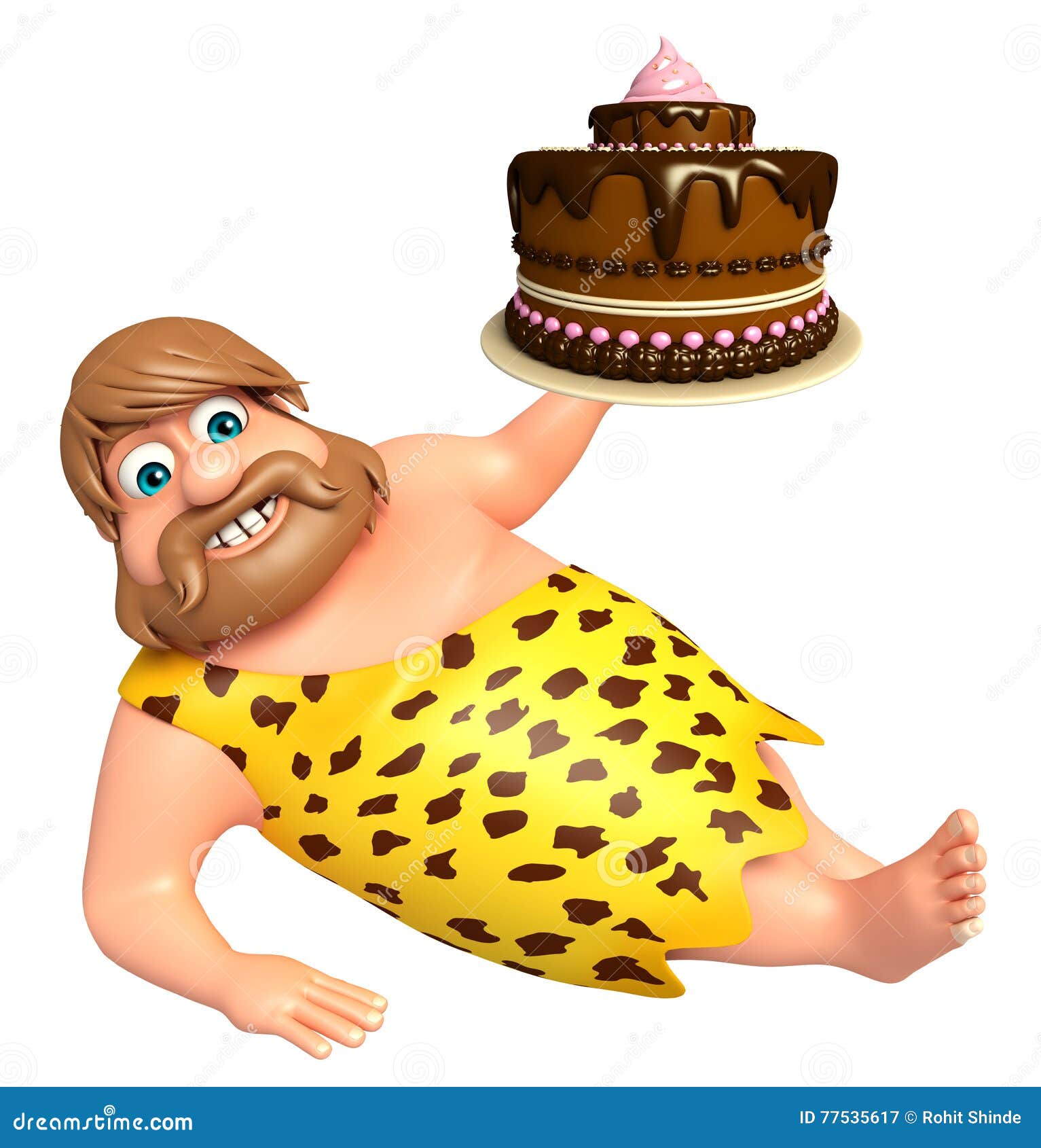 Caveman with Cake stock illustration. Illustration of aggressive - 77535617